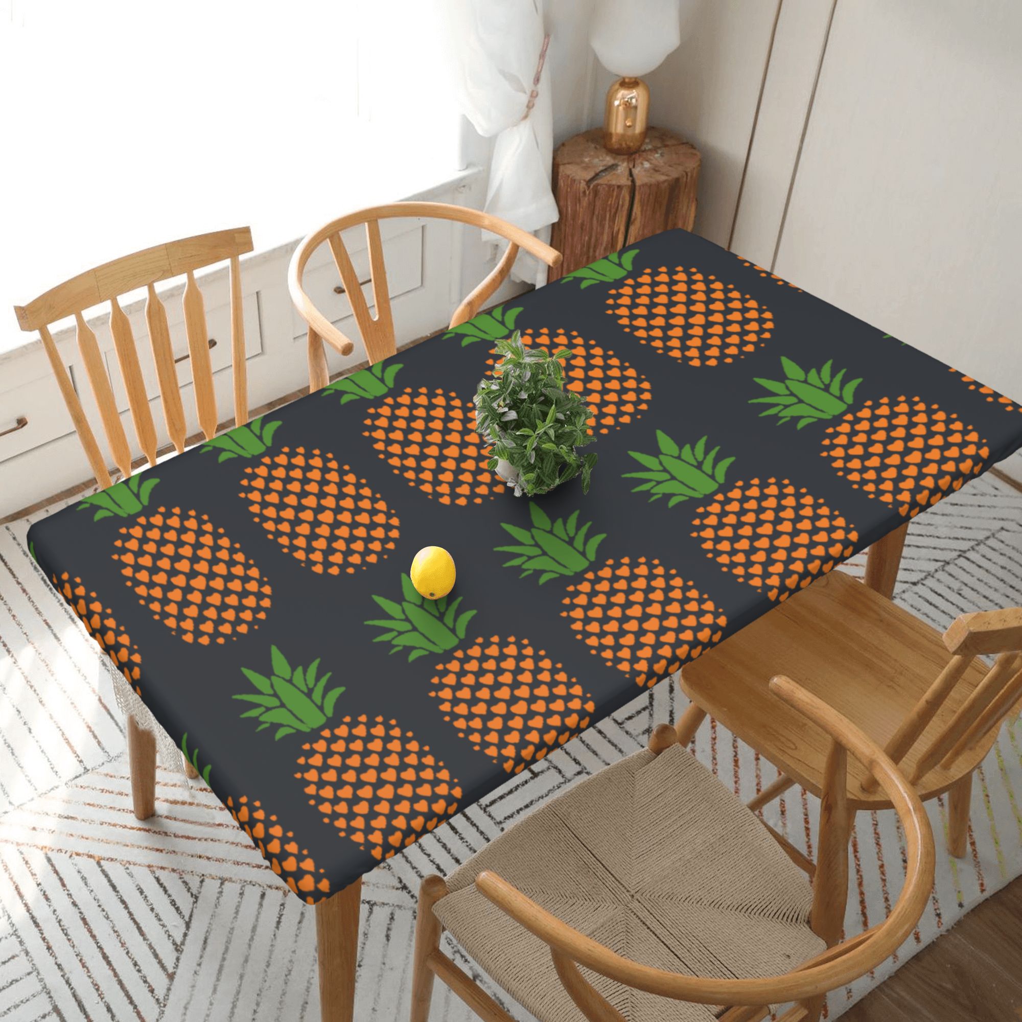 Home Deluxe Tablecloth Pineapple Class Waterproof Elastic Rim Edged ...