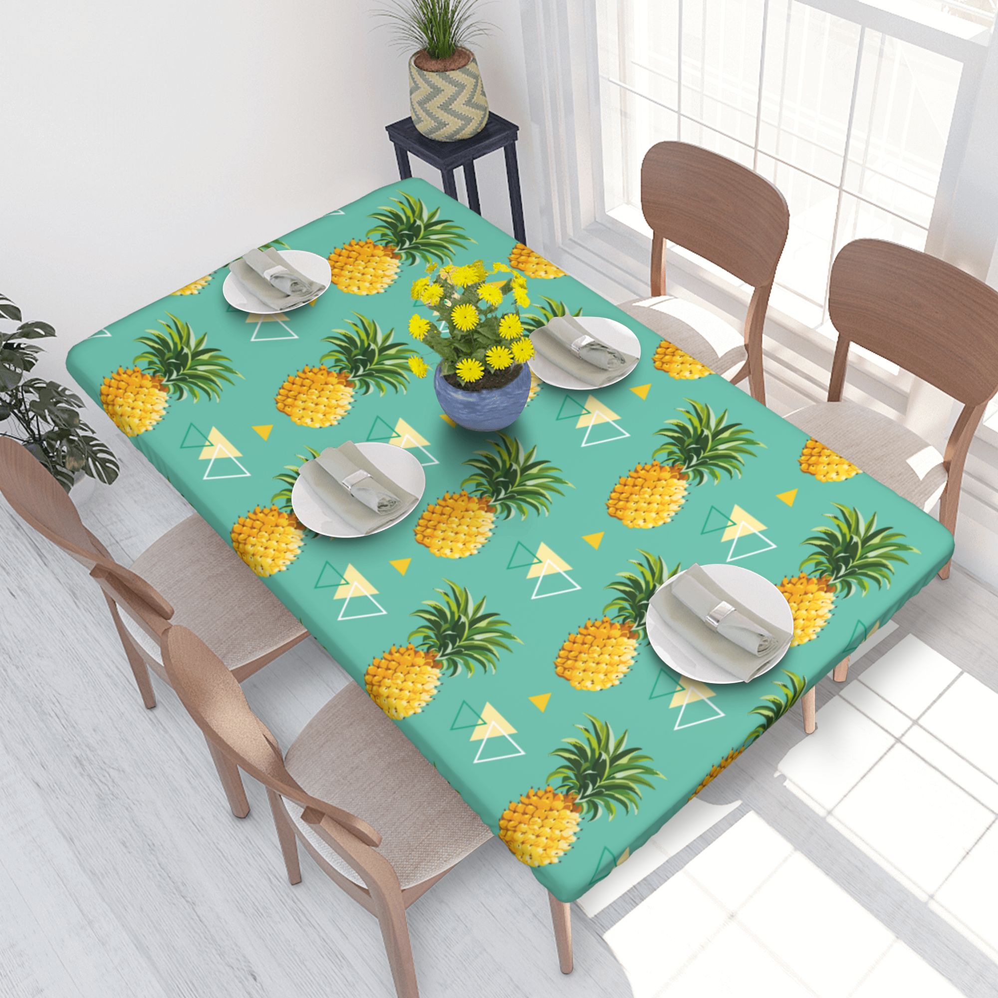 Home Deluxe Tablecloth Pineapple Waterproof Elastic Rim Edged Table ...