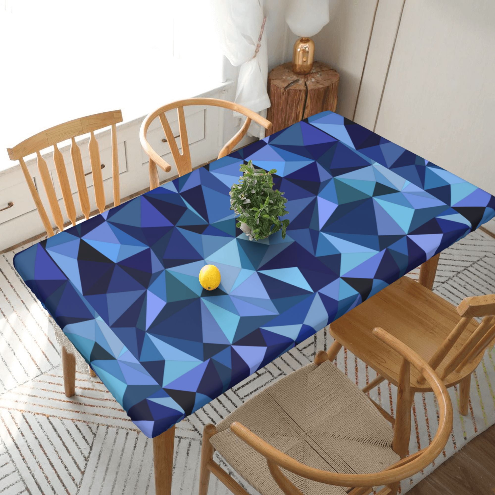 Home Deluxe Tablecloth Polygon Background Waterproof Elastic Rim Edged ...