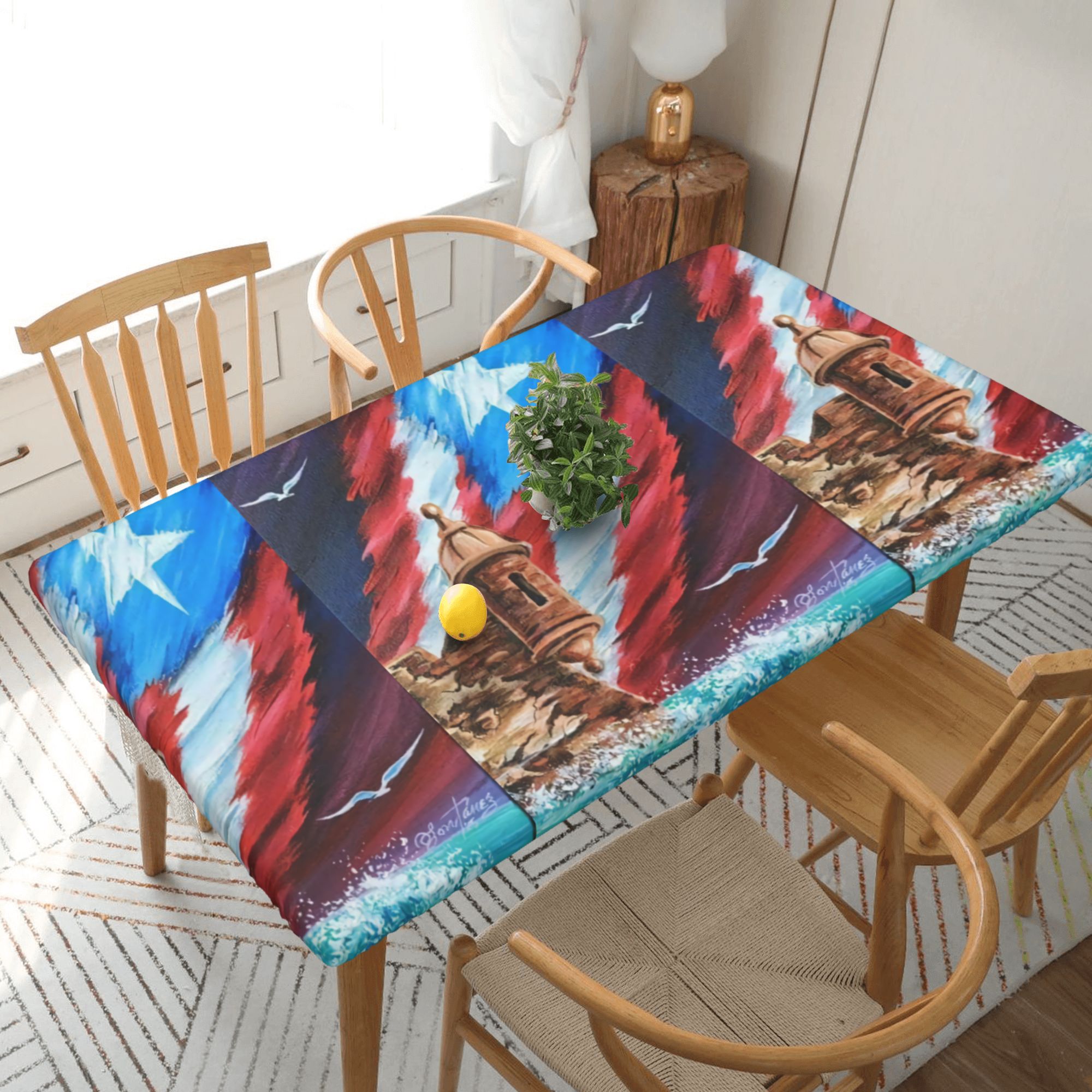 Home Deluxe Tablecloth Puerto Rico Flag Waterproof Elastic Rim Edged ...