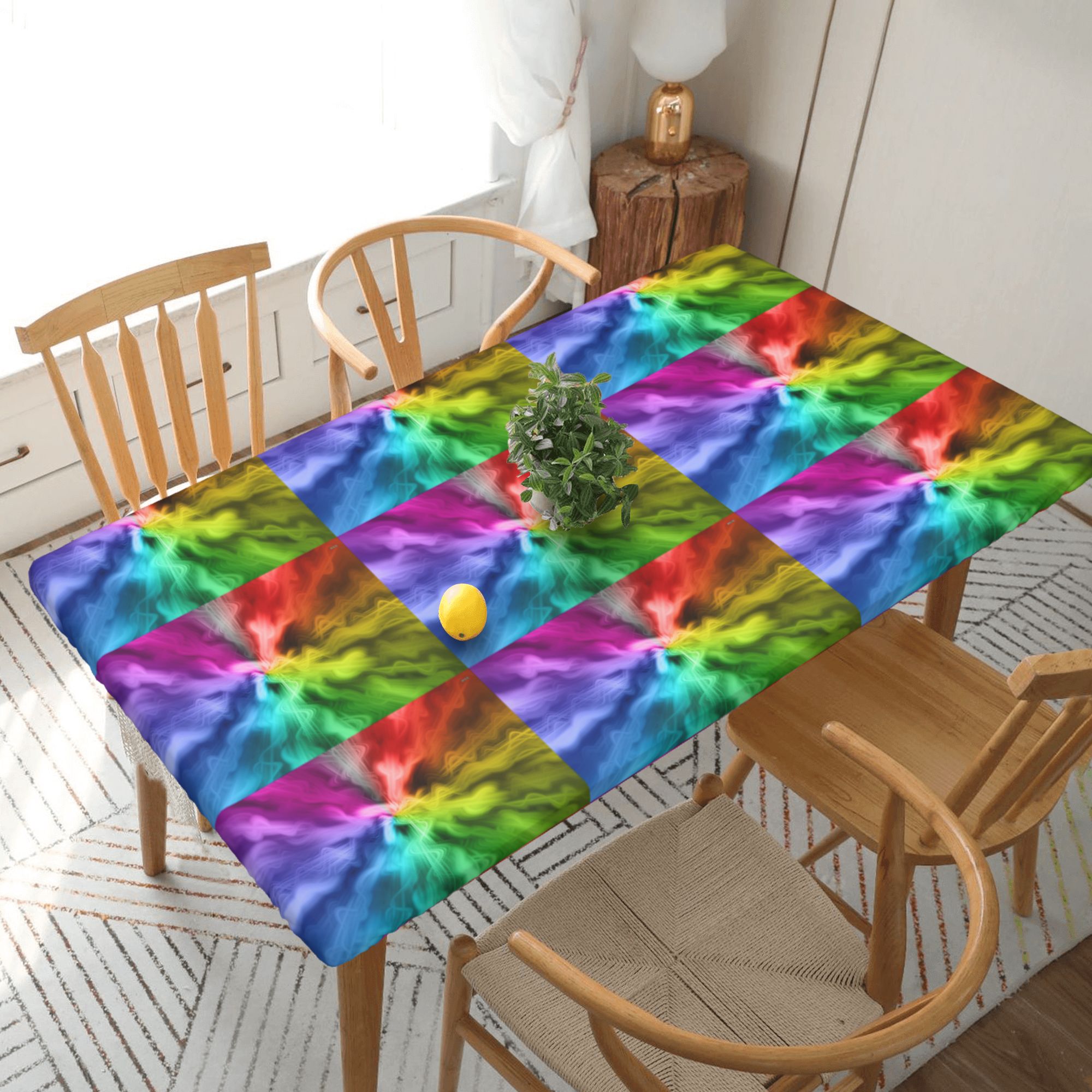 Home Deluxe Tablecloth Rainbow-Waves-x-Abstract-Wallpaper-Hd Waterproof ...
