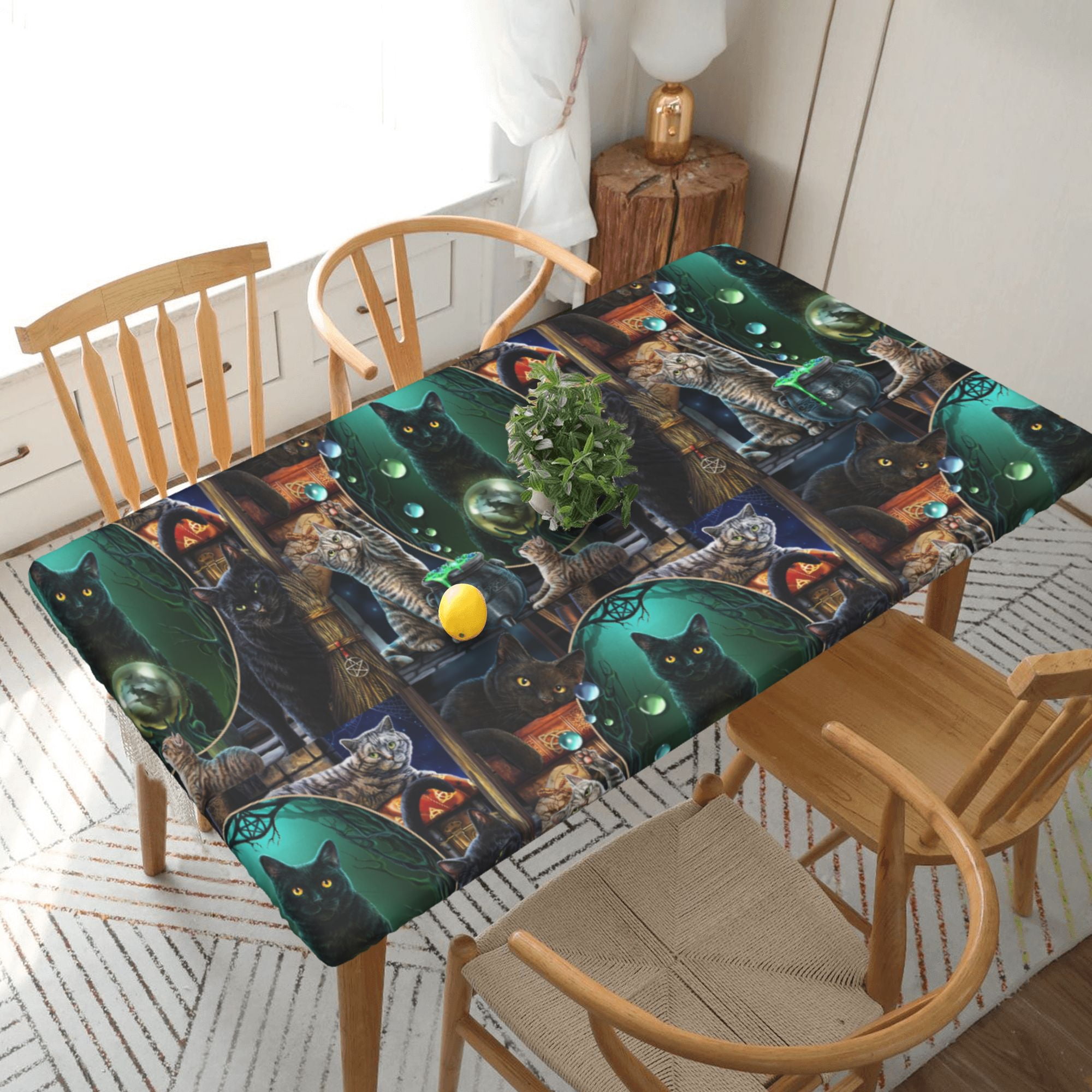 Home Deluxe Tablecloth Rise Of The Witches Cats In The Magic Mirror ...