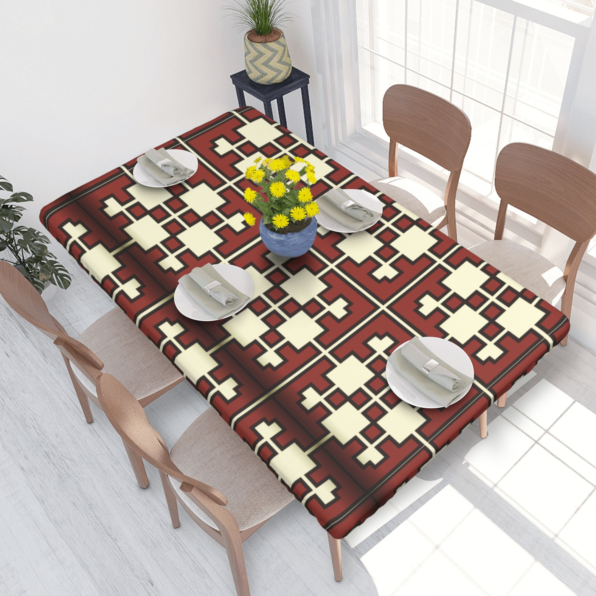 Home Deluxe Tablecloth School Theme Pattern Waterproof Elastic Rim ...