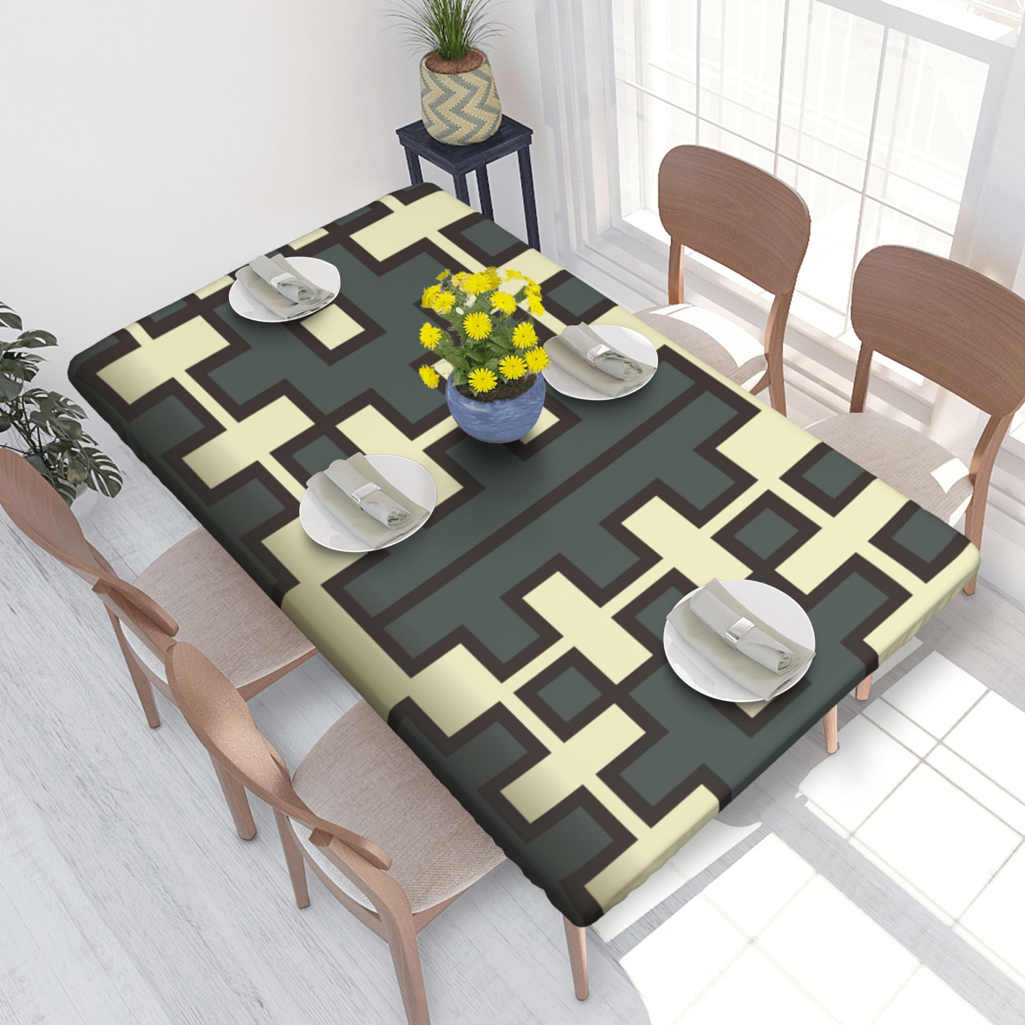 Home Deluxe Tablecloth School Theme Pattern Waterproof Elastic Rim ...