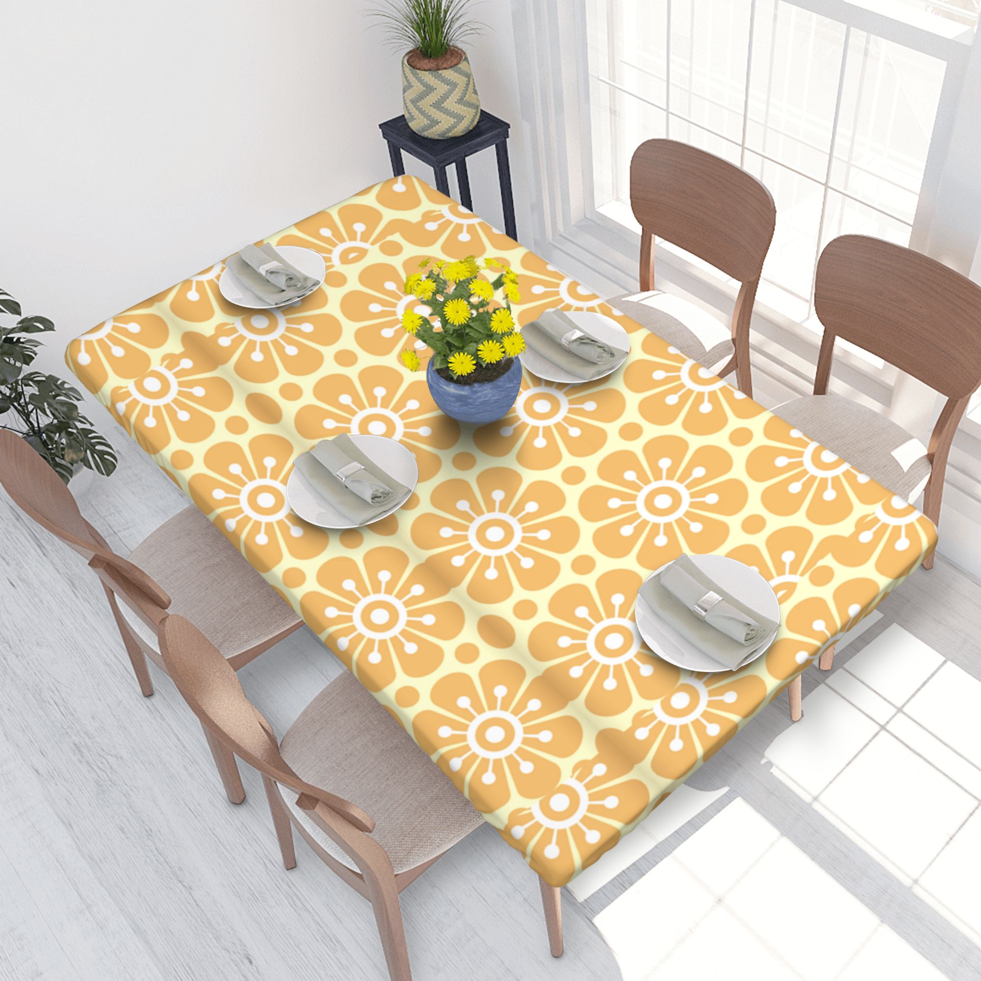 Home Deluxe Tablecloth Seamless Floral Pattern (9) Waterproof Elastic ...
