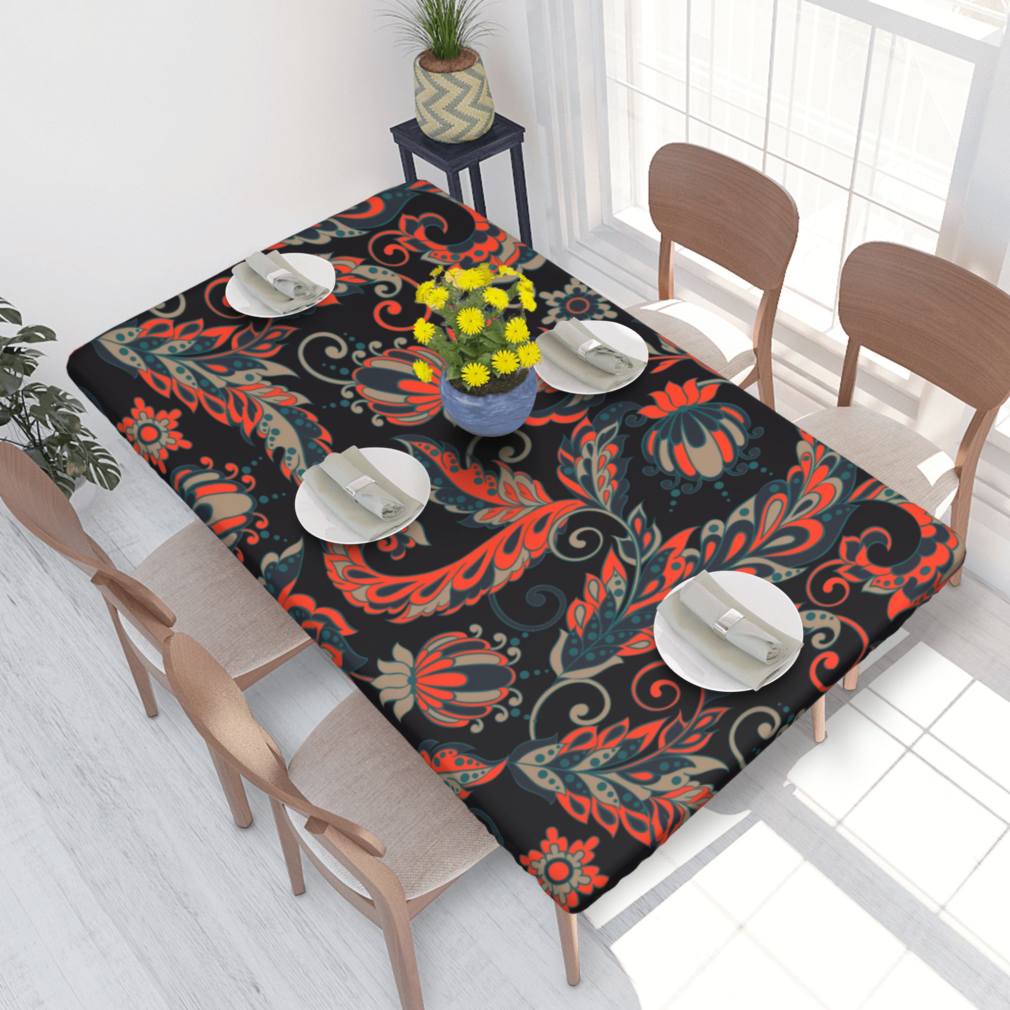 Home Deluxe Tablecloth Shading Of Colorful Pattern On Black Background ...