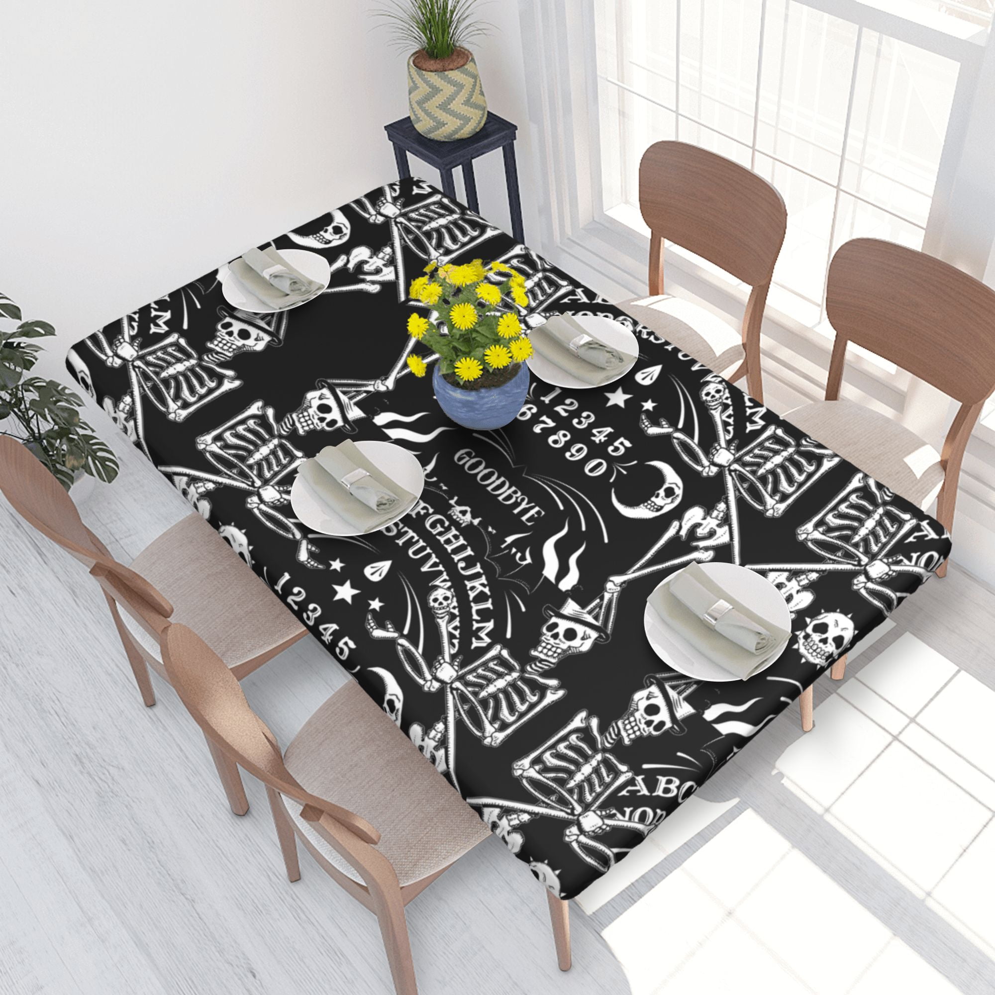Home Deluxe Tablecloth Skull Skeleton Ouija Board Tattoo Black ...