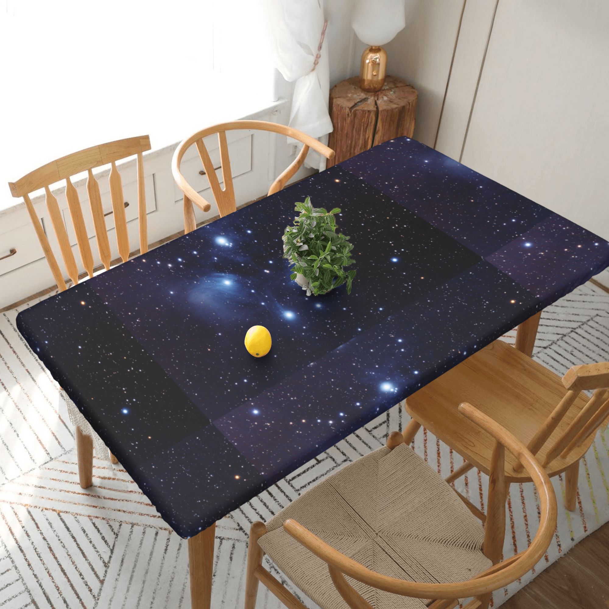 Home Deluxe Tablecloth Sky Blue Star Space Waterproof Elastic Rim Edged ...