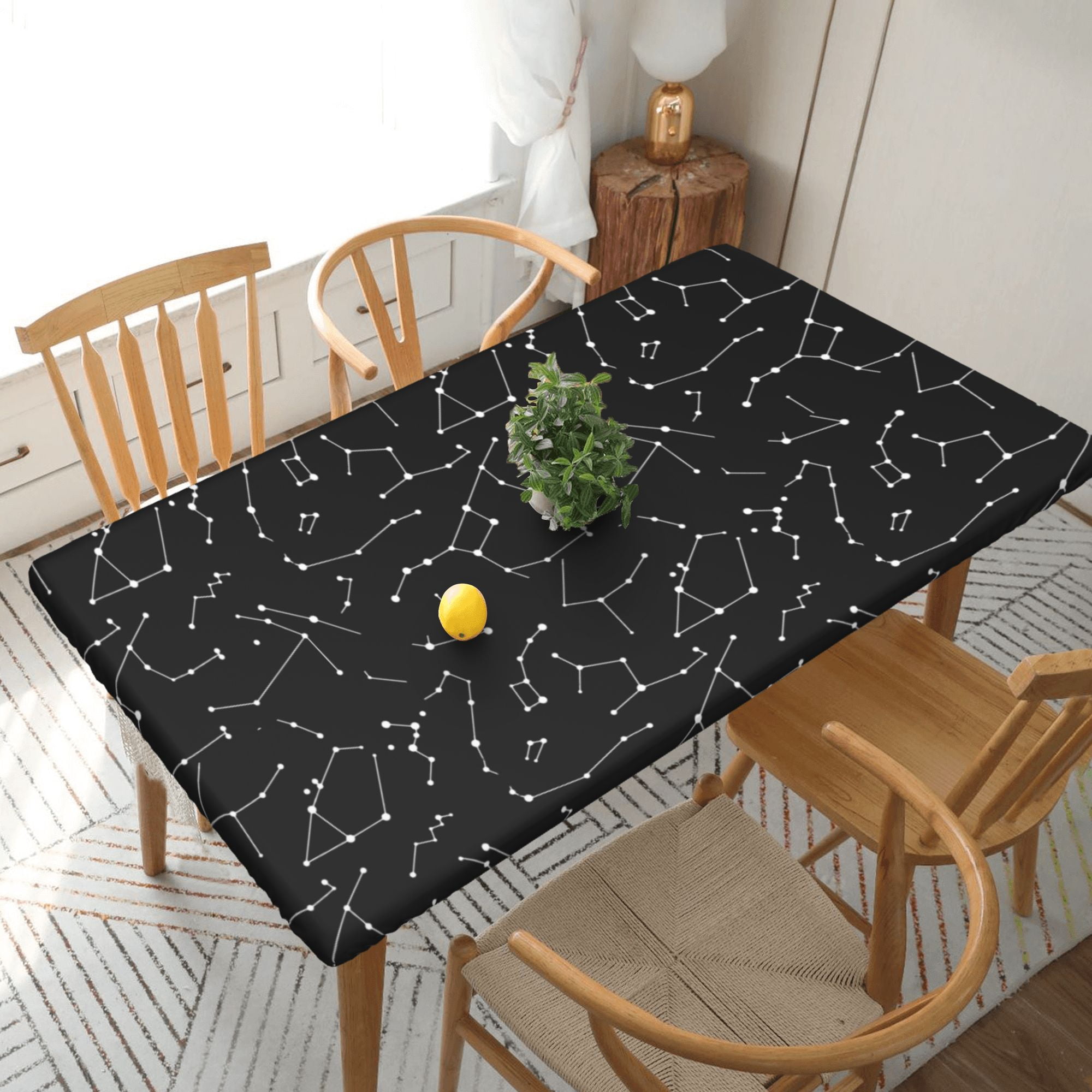 Home Deluxe Tablecloth Sky Map Constellations Stars Waterproof Elastic Rim Edged Table Cover ...
