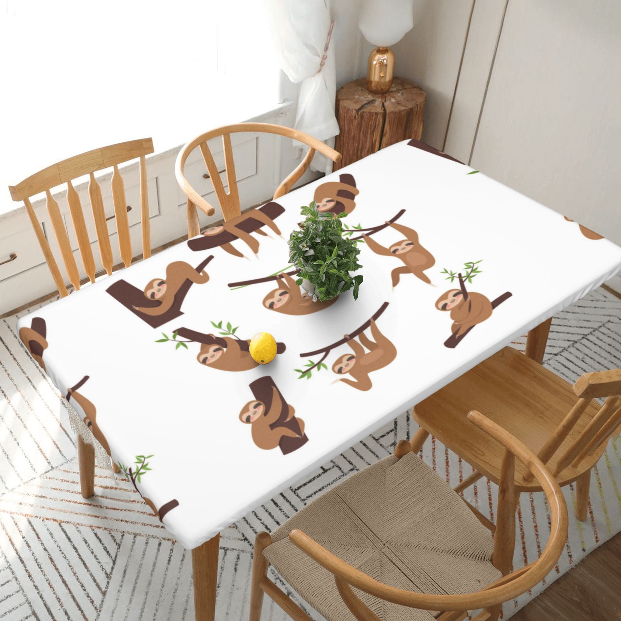 Home Deluxe Tablecloth Sloth On Branch Cute Little Child Waterproof ...