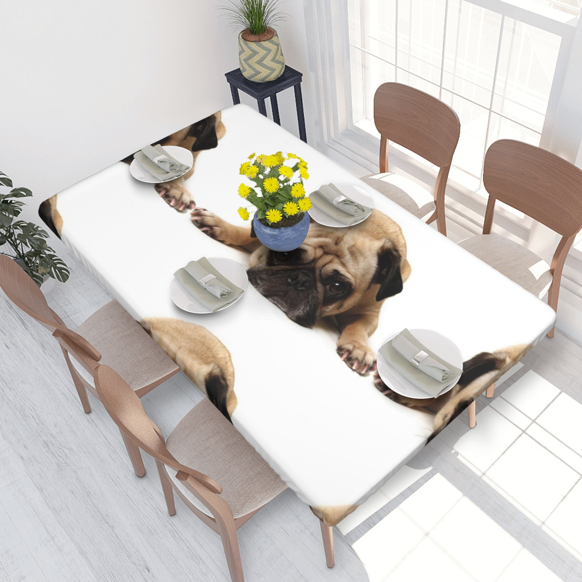 Home Deluxe Tablecloth Sorry Pug Puppy Dog Lying Down Waterproof ...