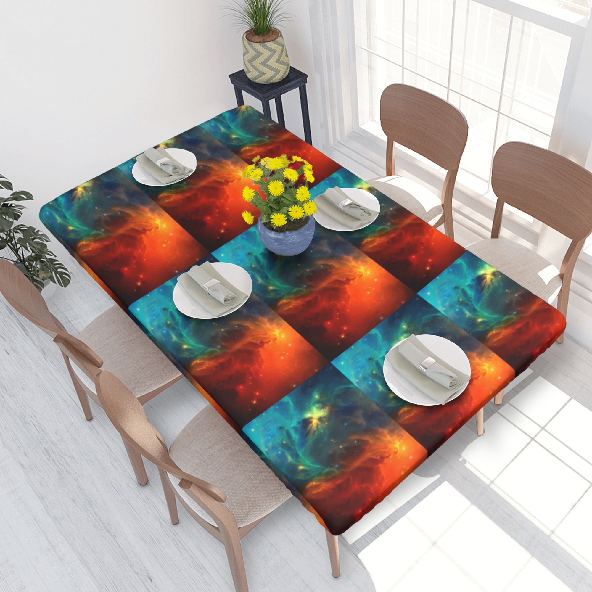 Home Deluxe Tablecloth Space-Colorful-Nebula-Galaxy-Stars Waterproof ...