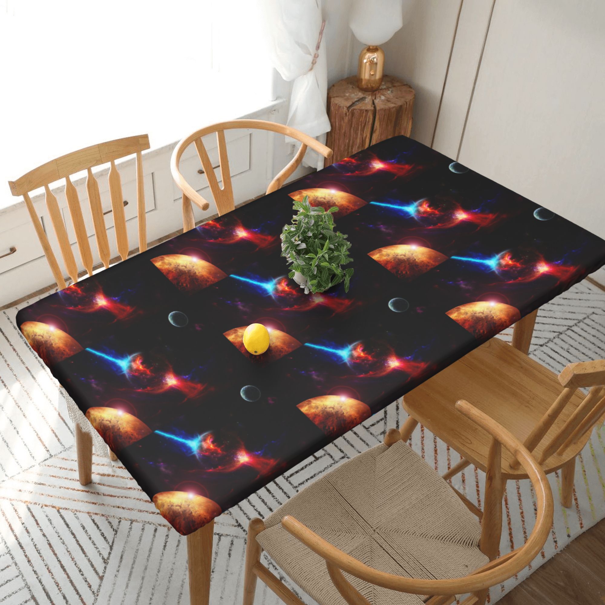 Home Deluxe Tablecloth Starry Sky Waterproof Elastic Rim Edged Table ...
