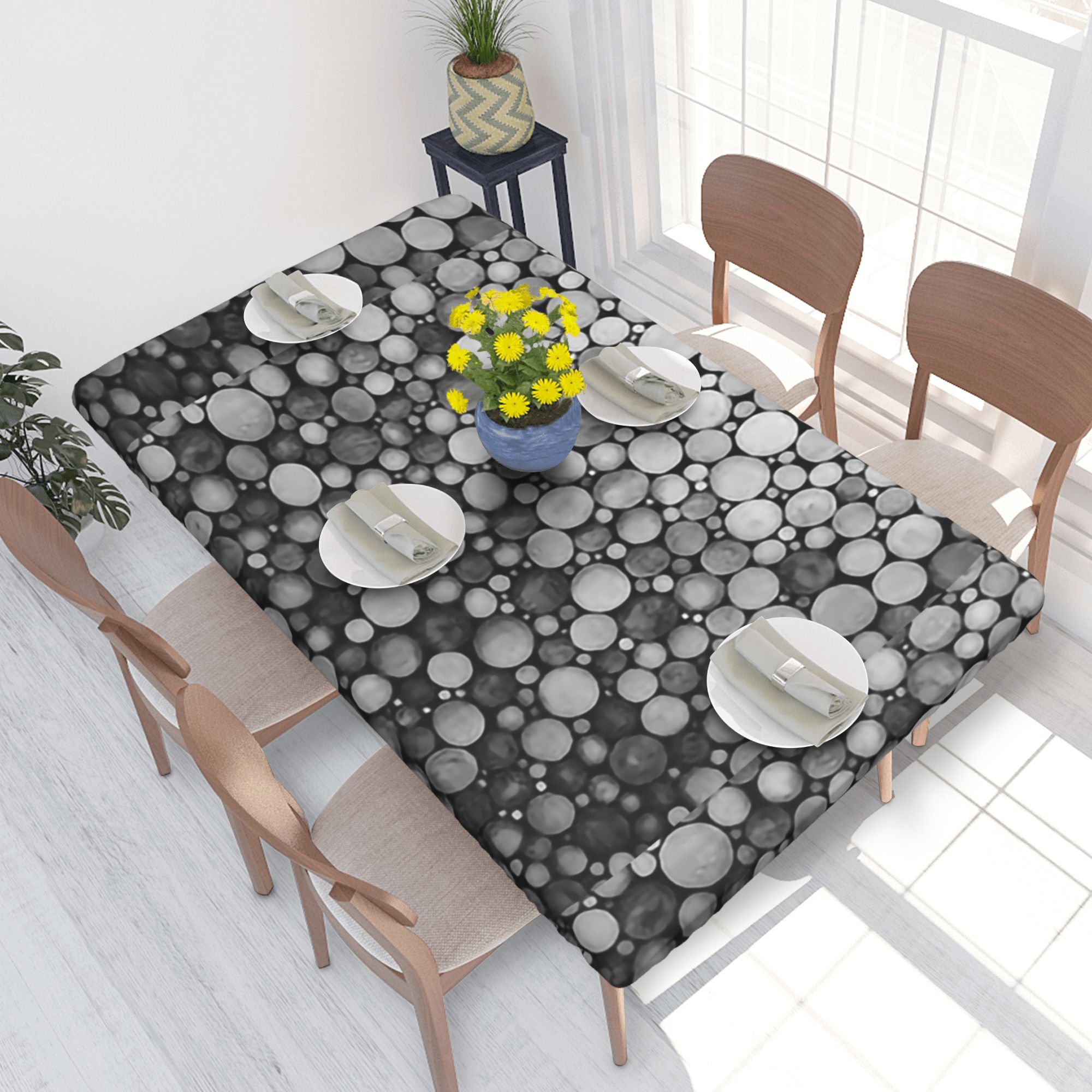Home Deluxe Tablecloth Stone Waterproof Elastic Rim Edged Table Cover ...