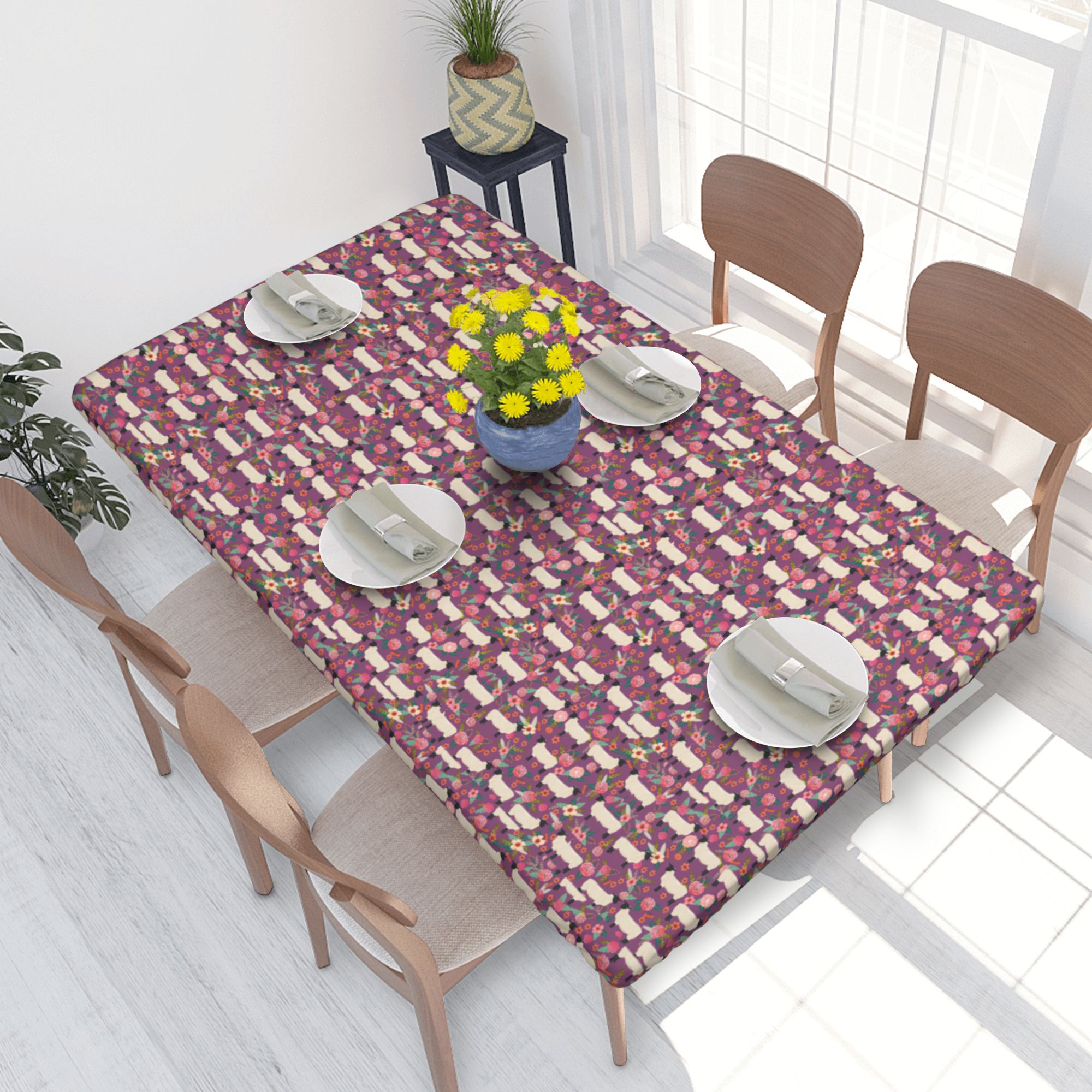 Home Deluxe Tablecloth Suffolk Sheep Floral Sheep Farm Design Amethyst ...