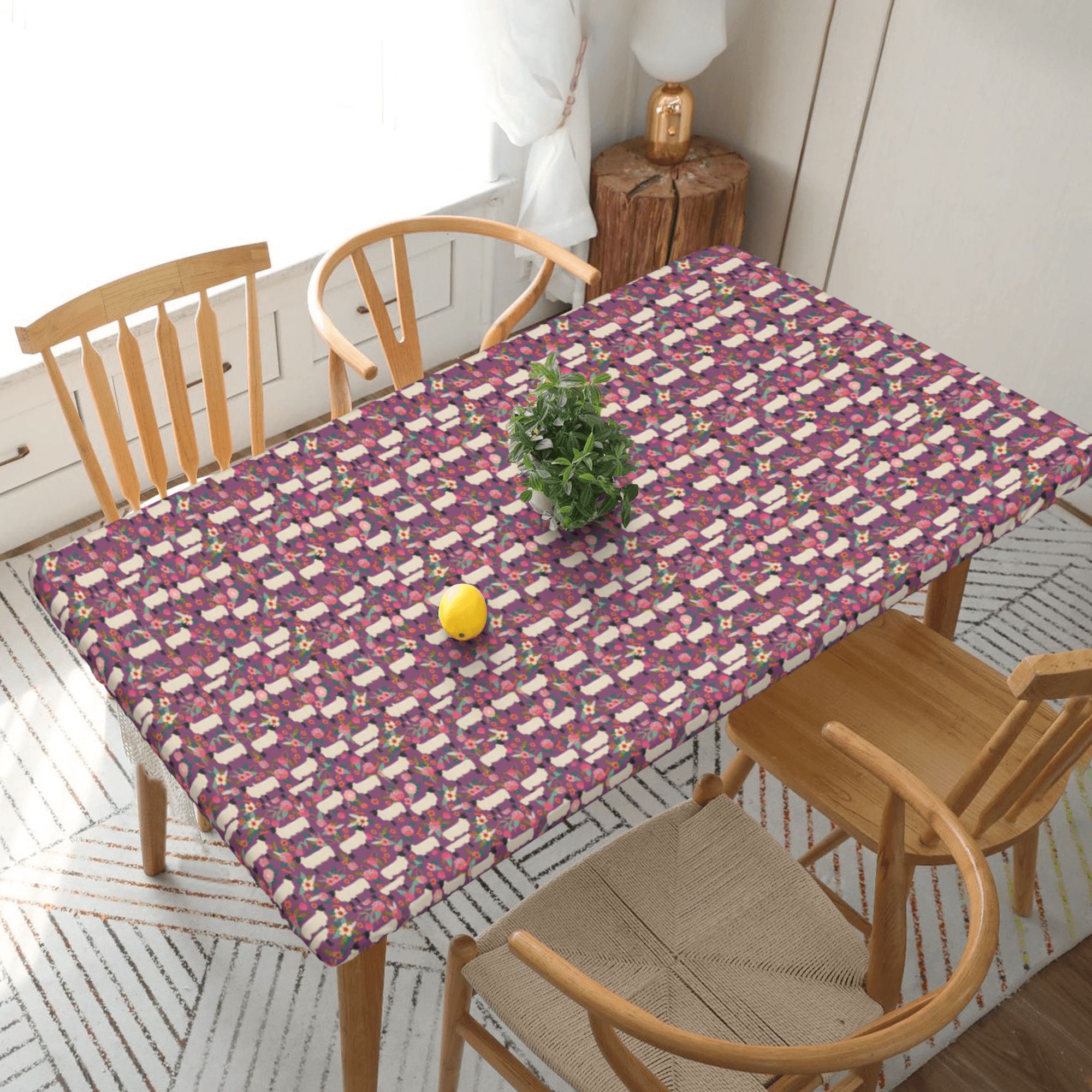 Home Deluxe Tablecloth Suffolk Sheep Floral Sheep Farm Design Amethyst ...