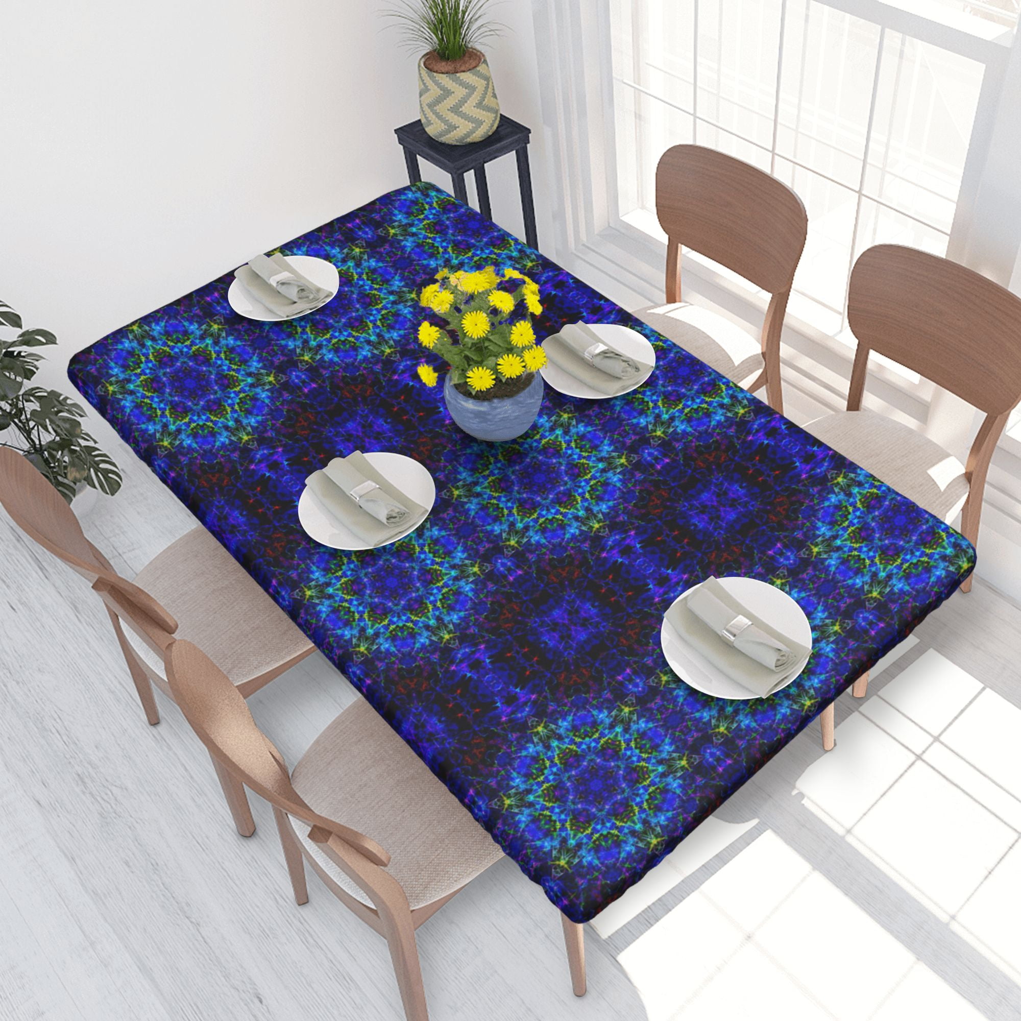 Home Deluxe Tablecloth Trippy 3d Abstract Print Waterproof Elastic Rim ...