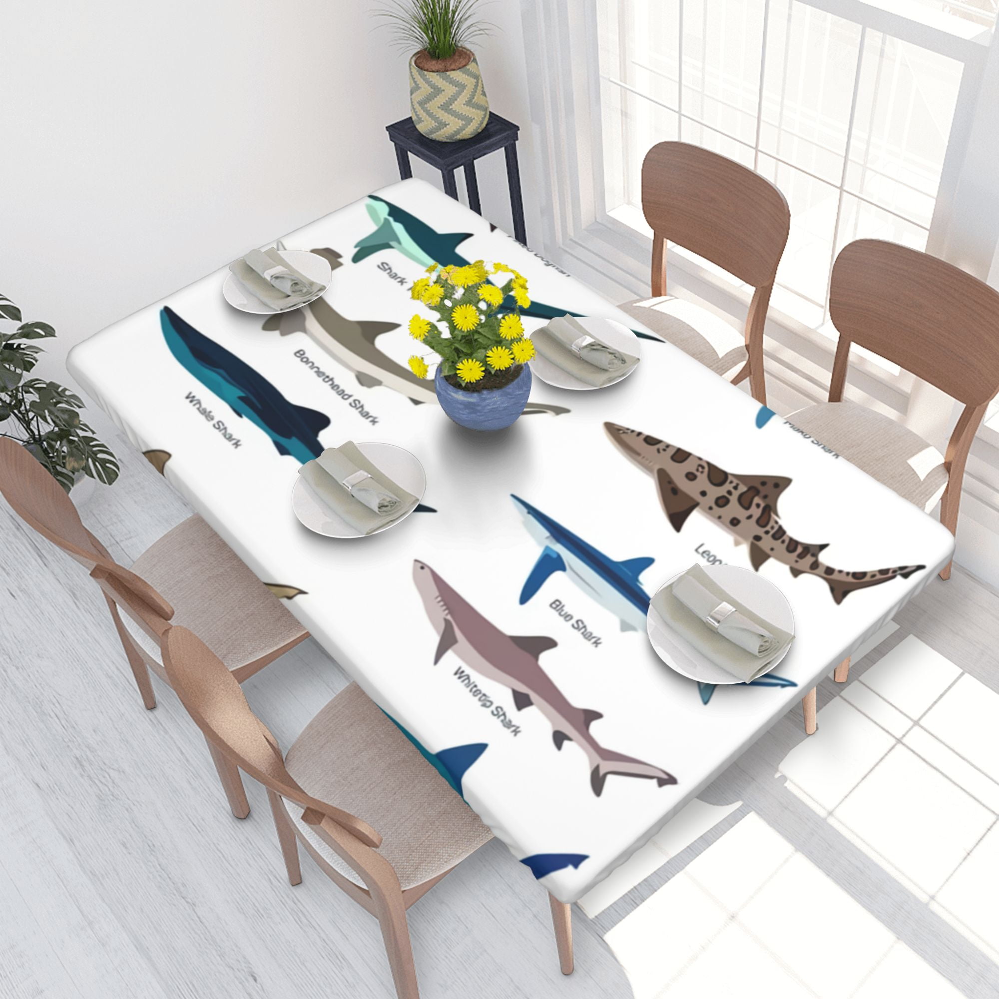 Home Deluxe Tablecloth Types Of Sharks Bronze Whaler Dogfish Whlae ...