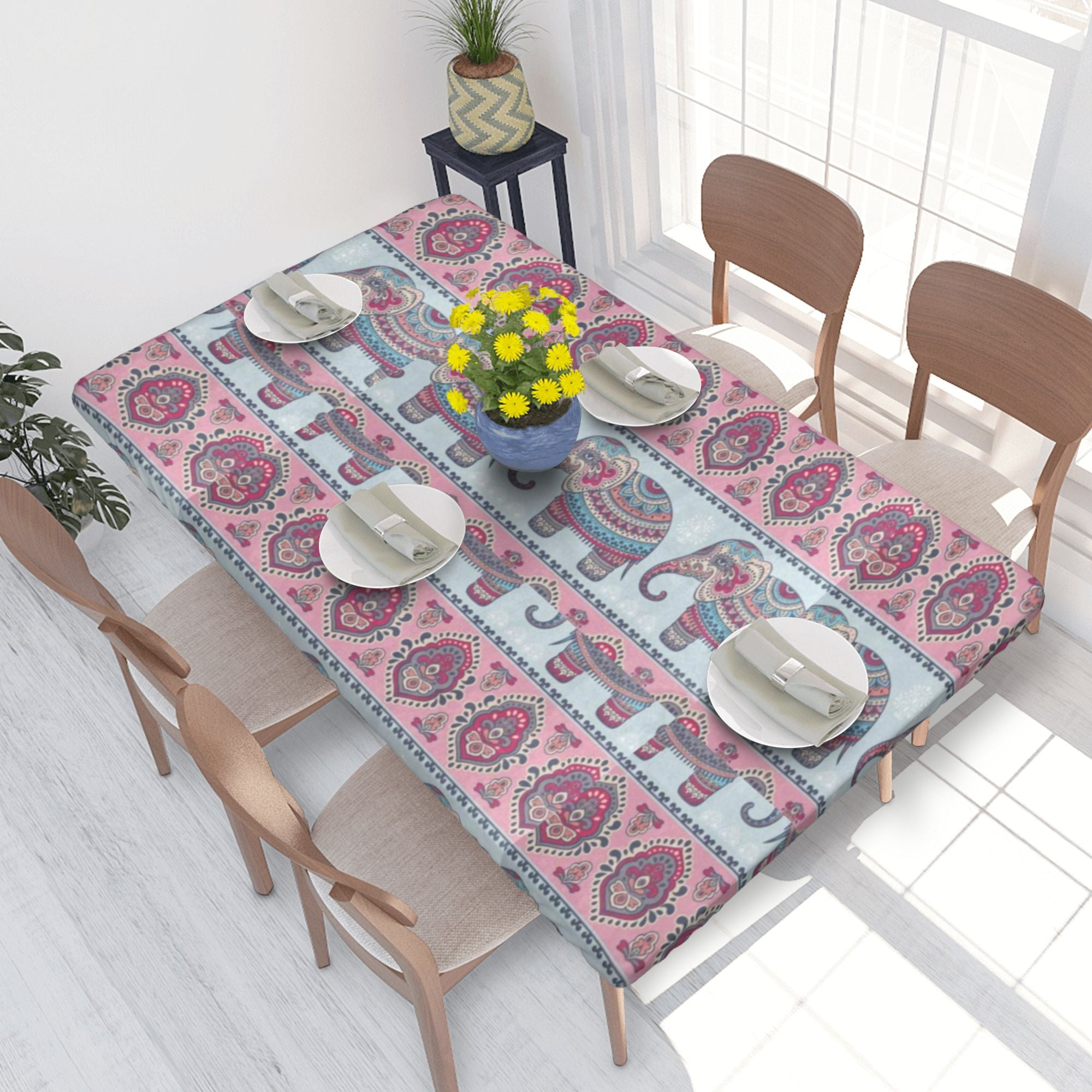 Home Deluxe Tablecloth Vintage Graphic Indian Elephant Mandala ...
