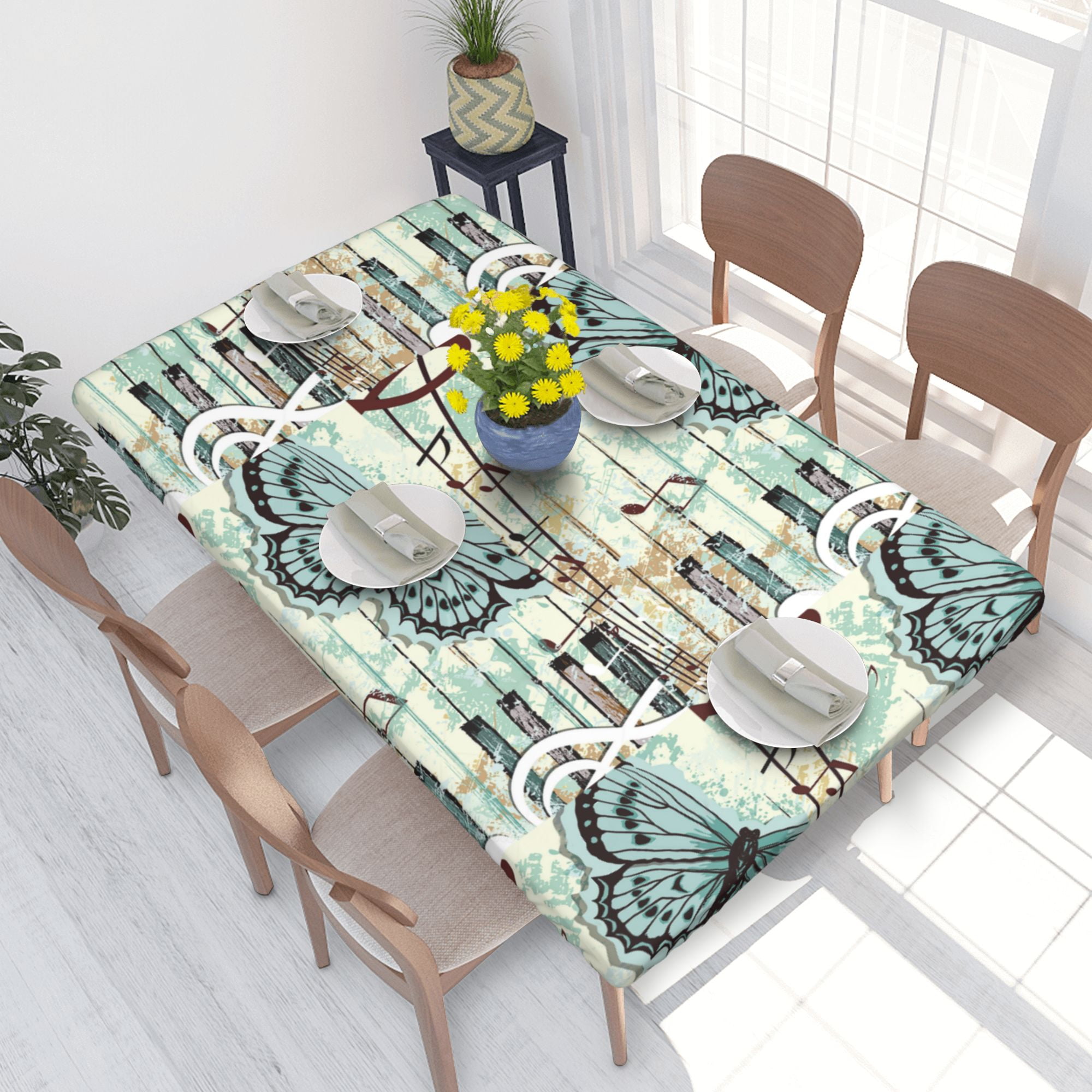 Home Deluxe Tablecloth Vintage Piano With Music Notes Waterproof ...