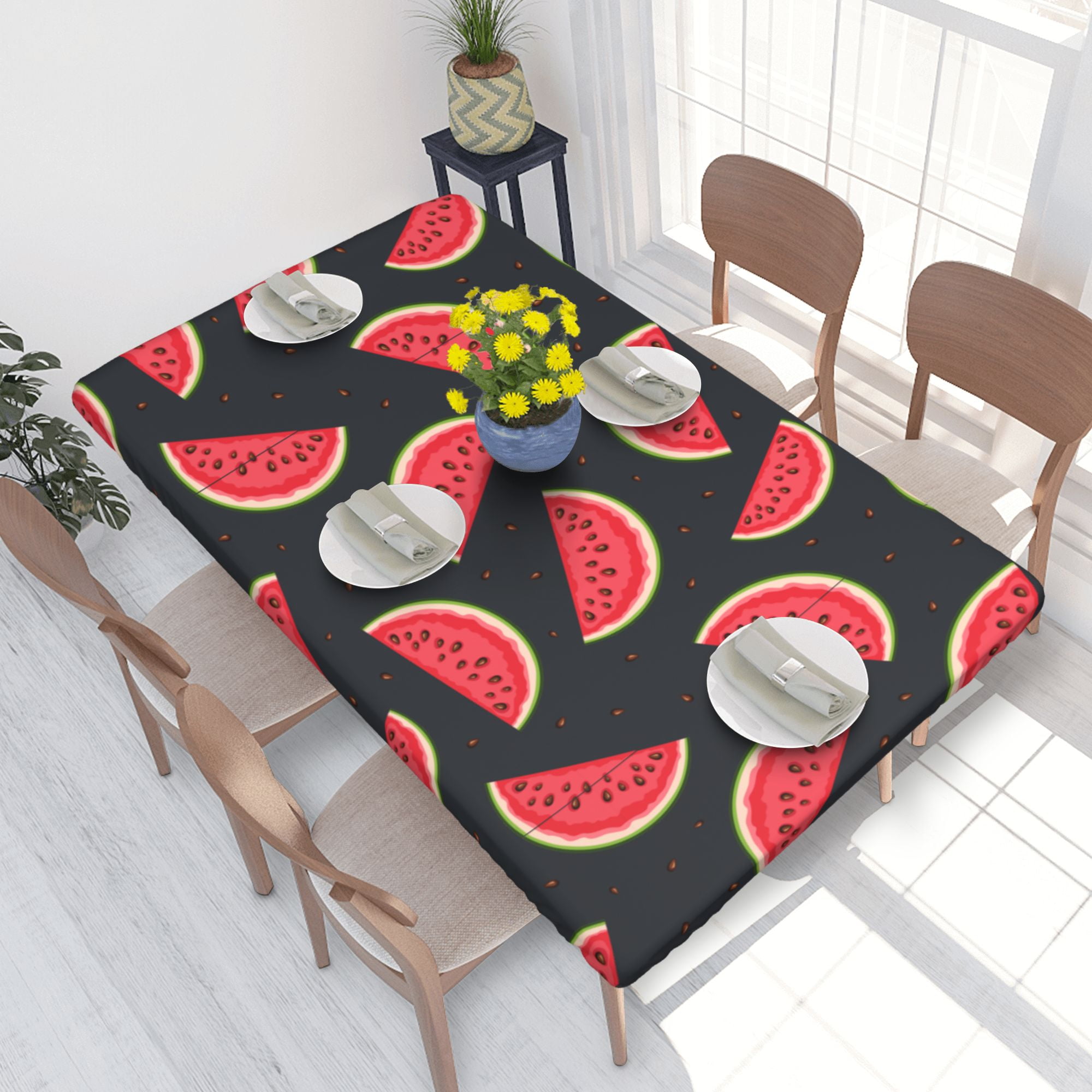 Home Deluxe Tablecloth Watermelon (2) Waterproof Elastic Rim Edged ...