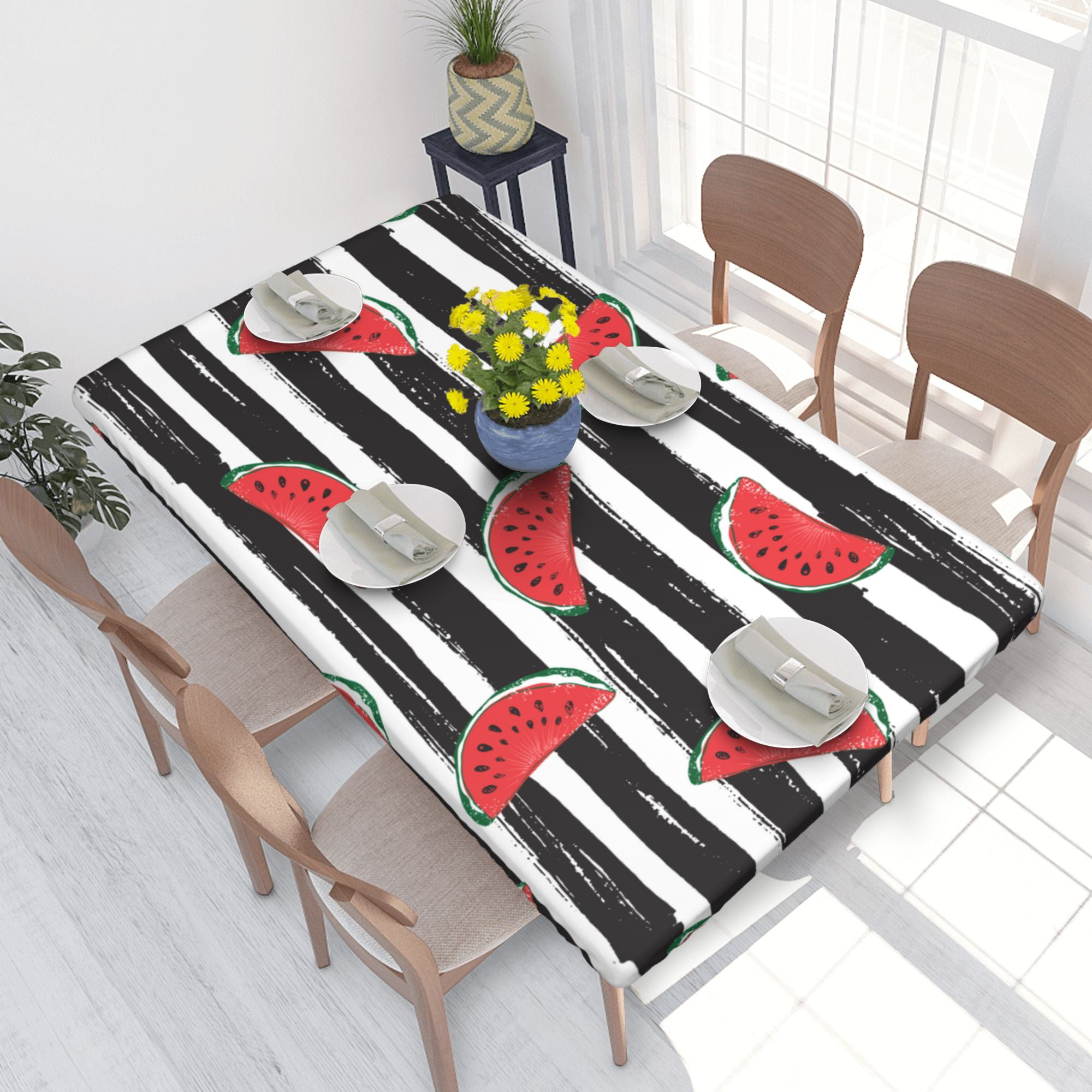 Home Deluxe Tablecloth Watermelon (4) Waterproof Elastic Rim Edged ...