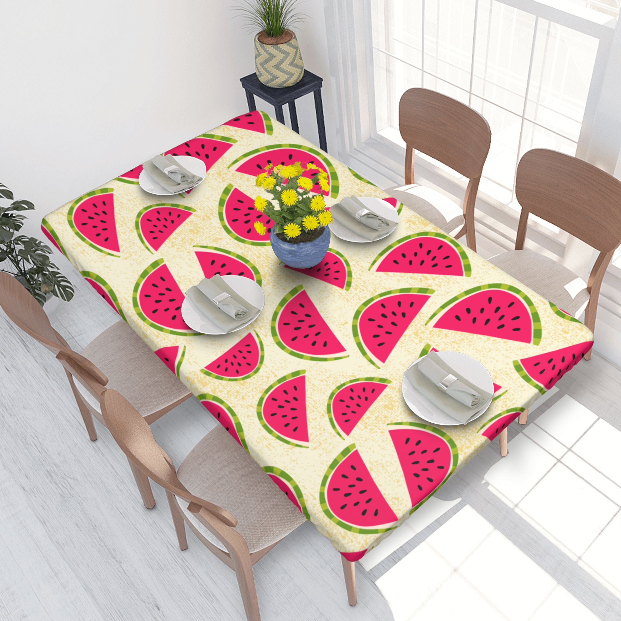 Home Deluxe Tablecloth Watermelon (48) Waterproof Elastic Rim Edged ...