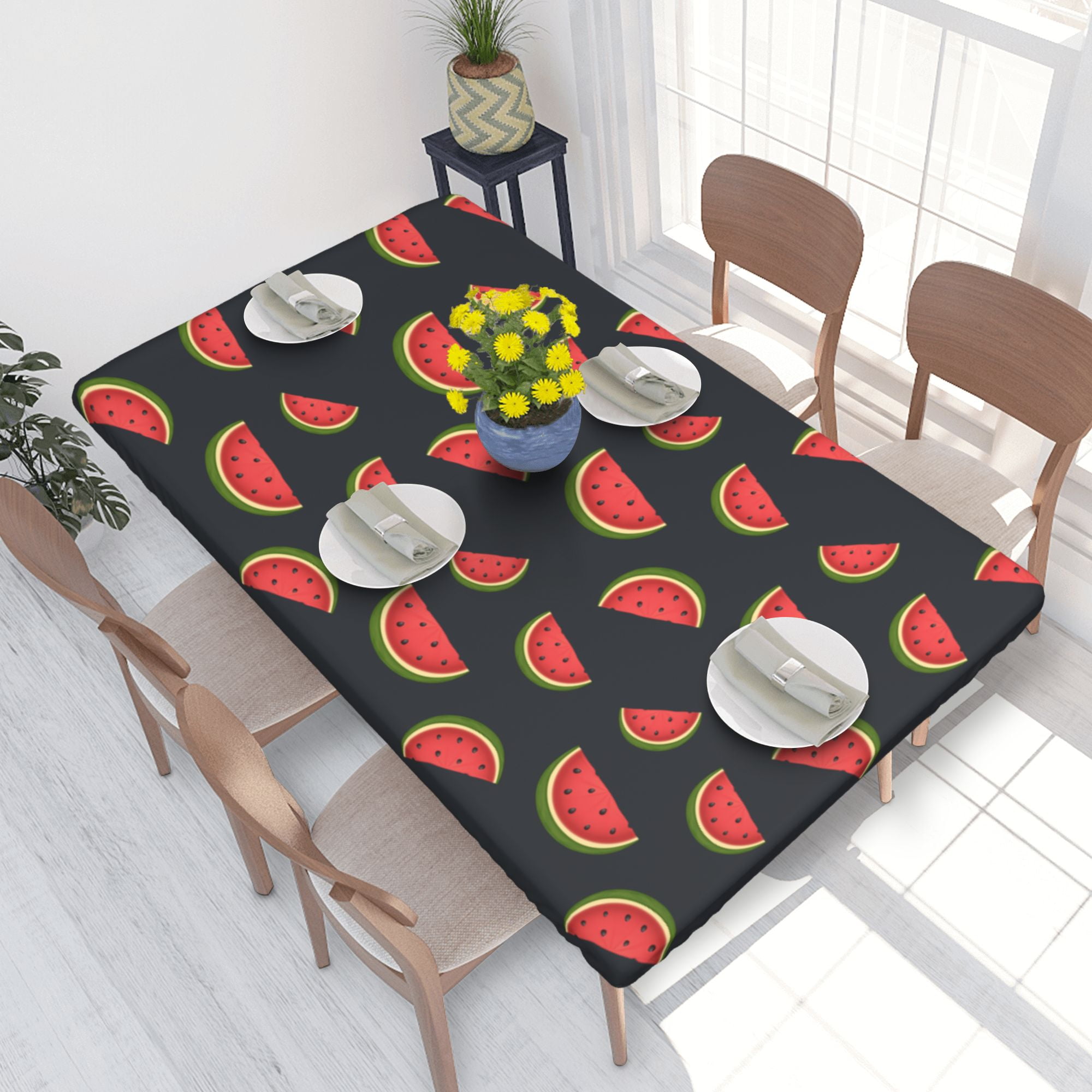 Home Deluxe Tablecloth Watermelon (49) Waterproof Elastic Rim Edged ...