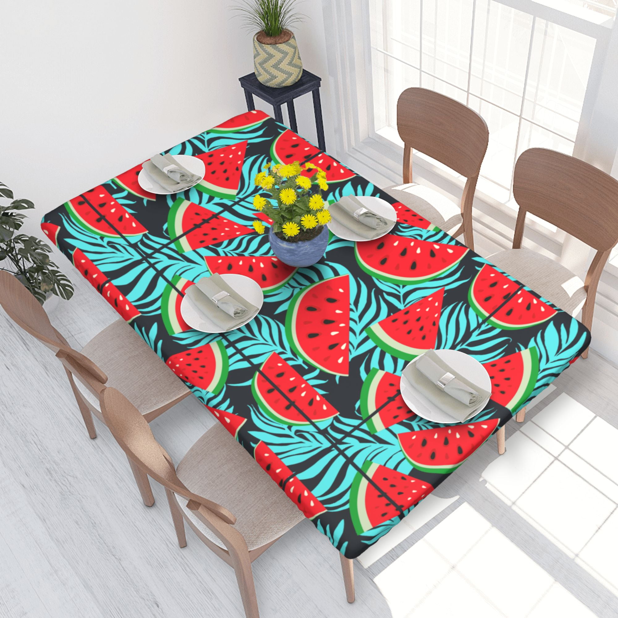 Home Deluxe Tablecloth Watermelon (53) Waterproof Elastic Rim Edged ...