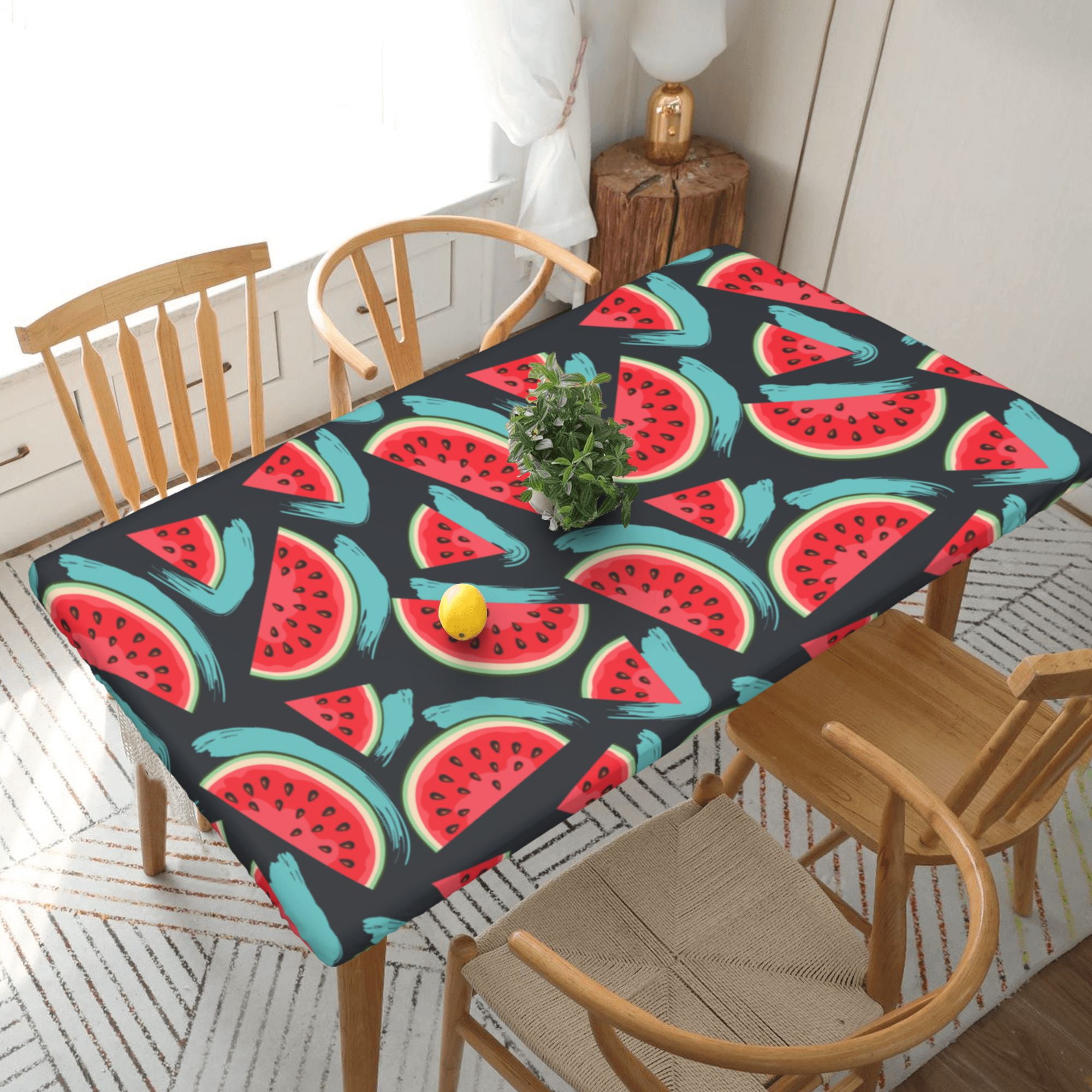 Home Deluxe Tablecloth Watermelon Waterproof Elastic Rim Edged Table ...