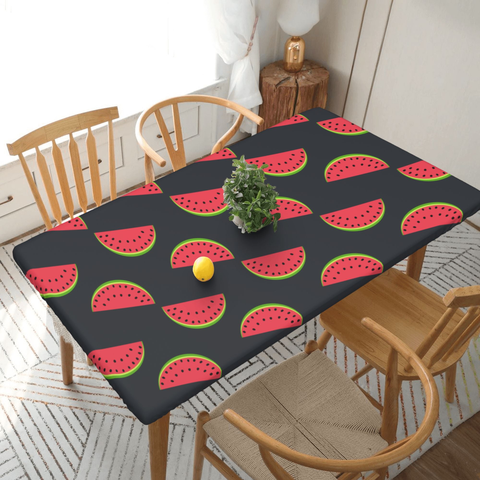 Home Deluxe Tablecloth Watermelon Waterproof Elastic Rim Edged Table ...