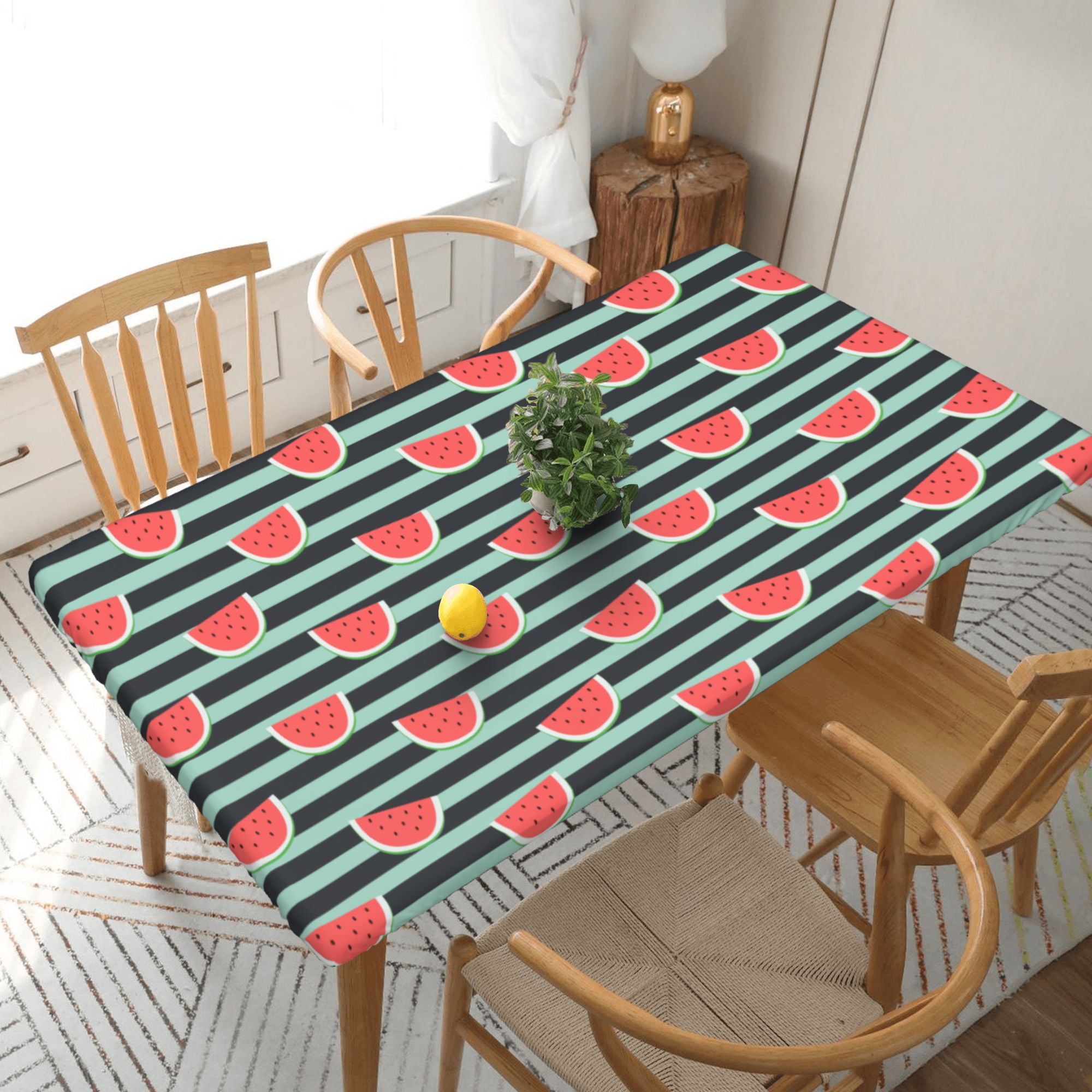Home Deluxe Tablecloth Watermelon Waterproof Elastic Rim Edged Table ...