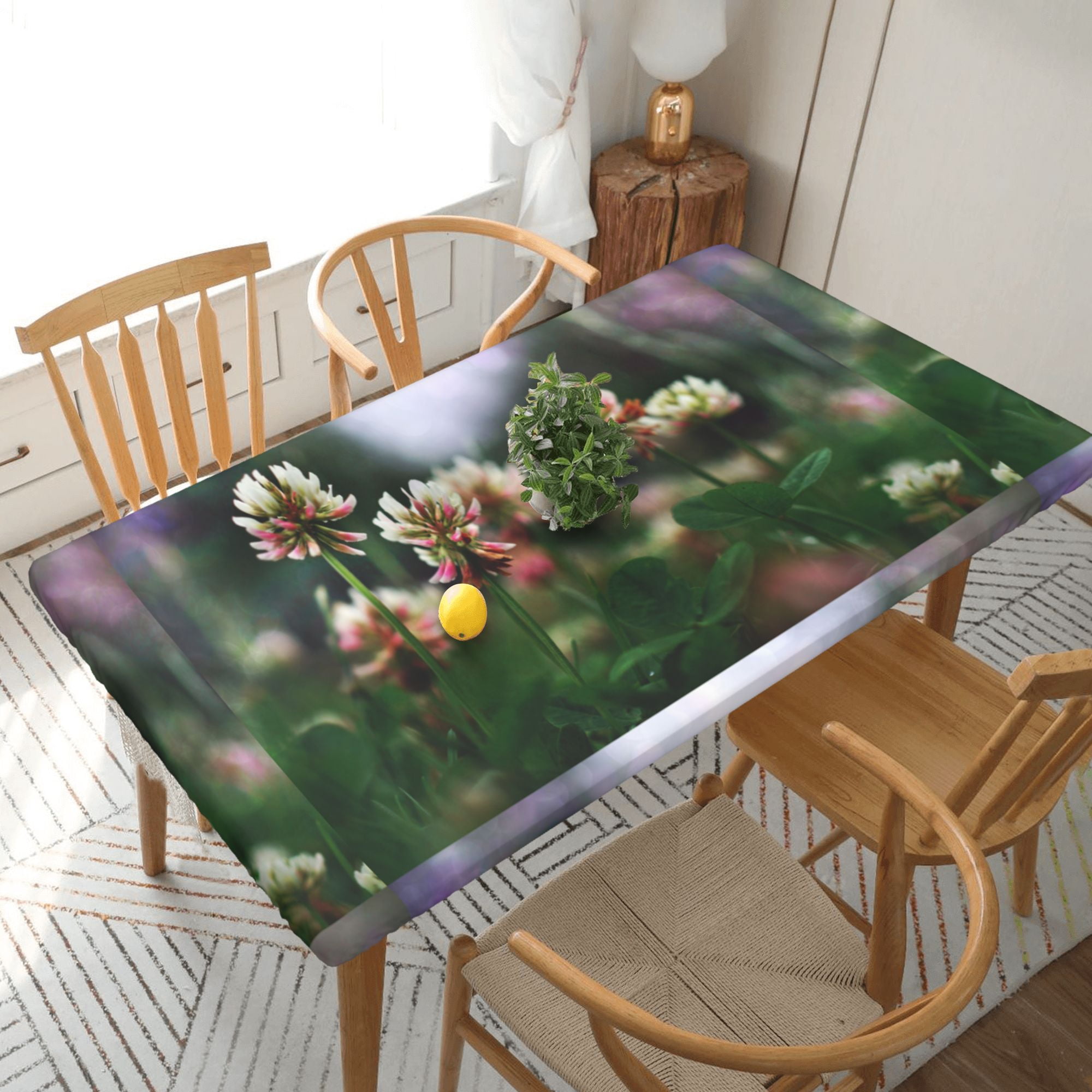 Home Deluxe Tablecloth Wildflower Plant Wallpaper Waterproof Elastic ...