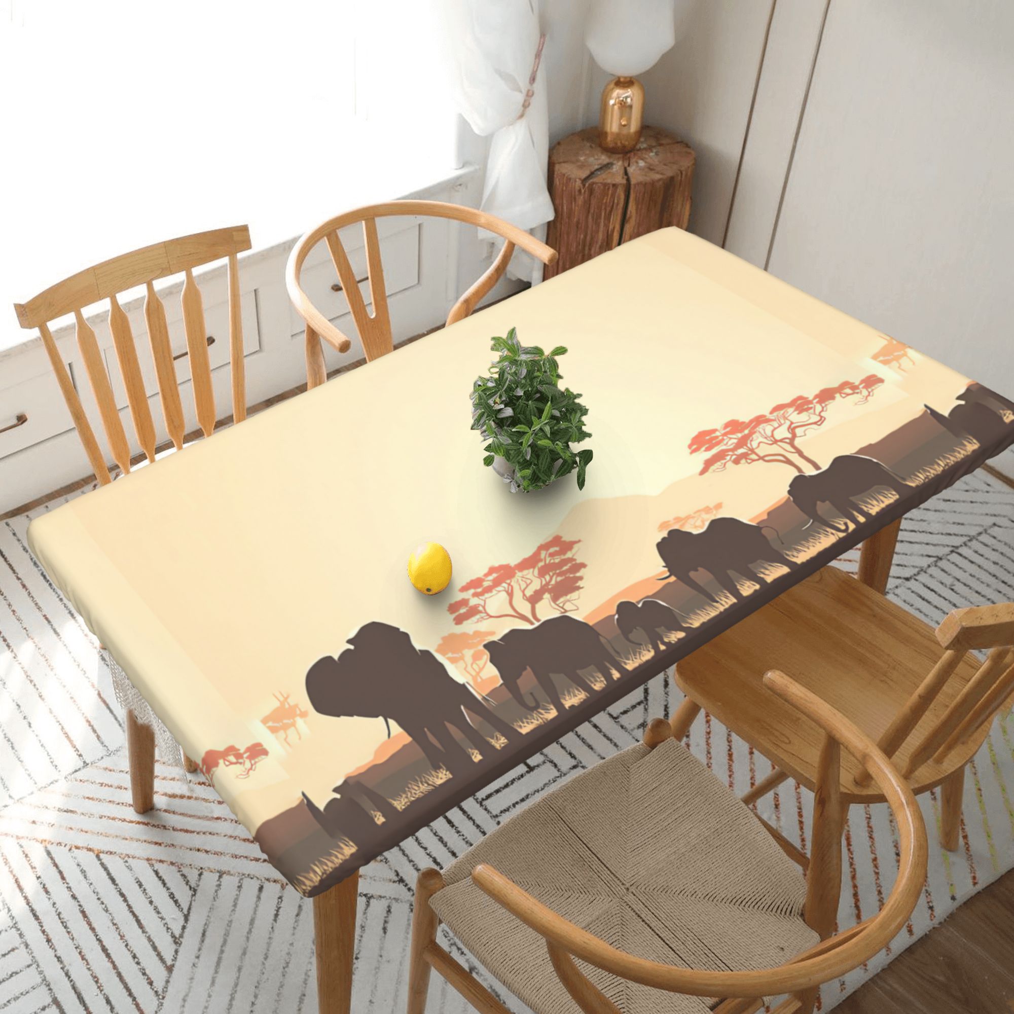 Home Deluxe Tablecloth Wildlife Safari Large Animal Ferns In The Forest ...