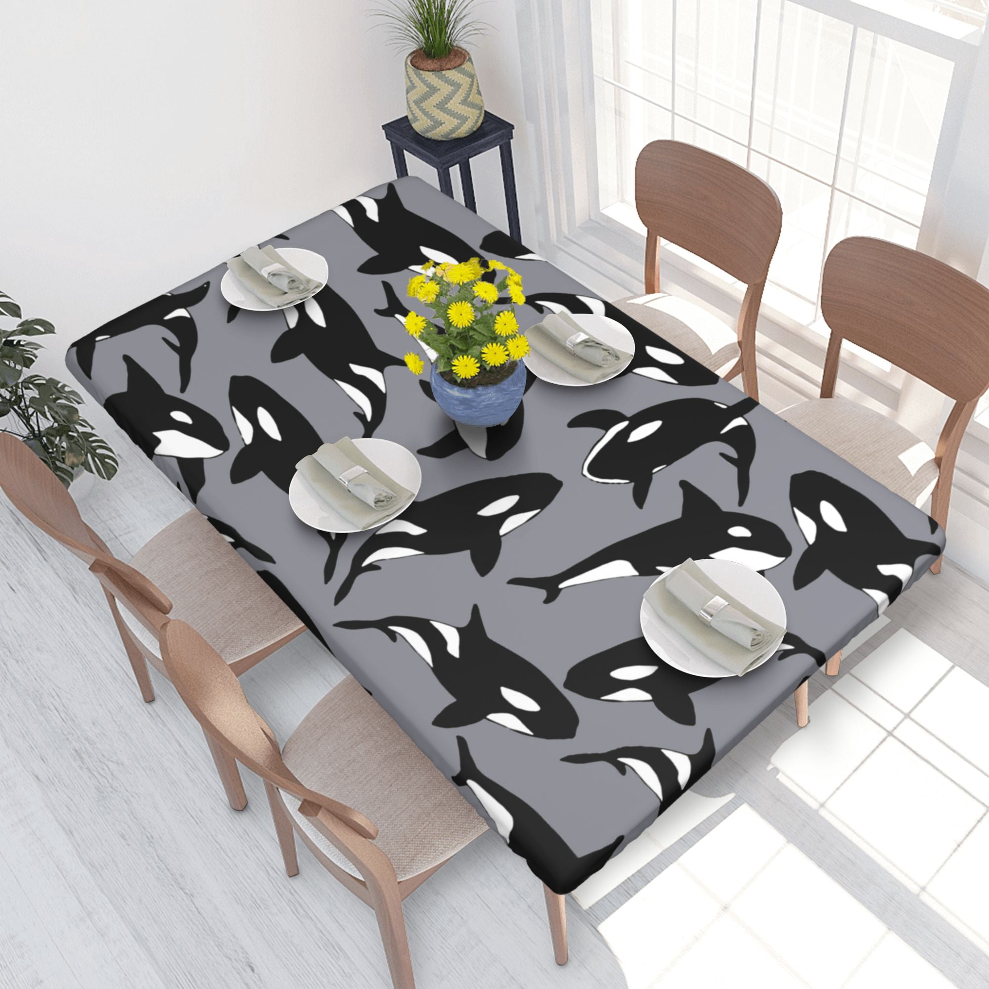 Home Deluxe Tablecloth Winter Joy Cardinals Waterproof Elastic Rim ...