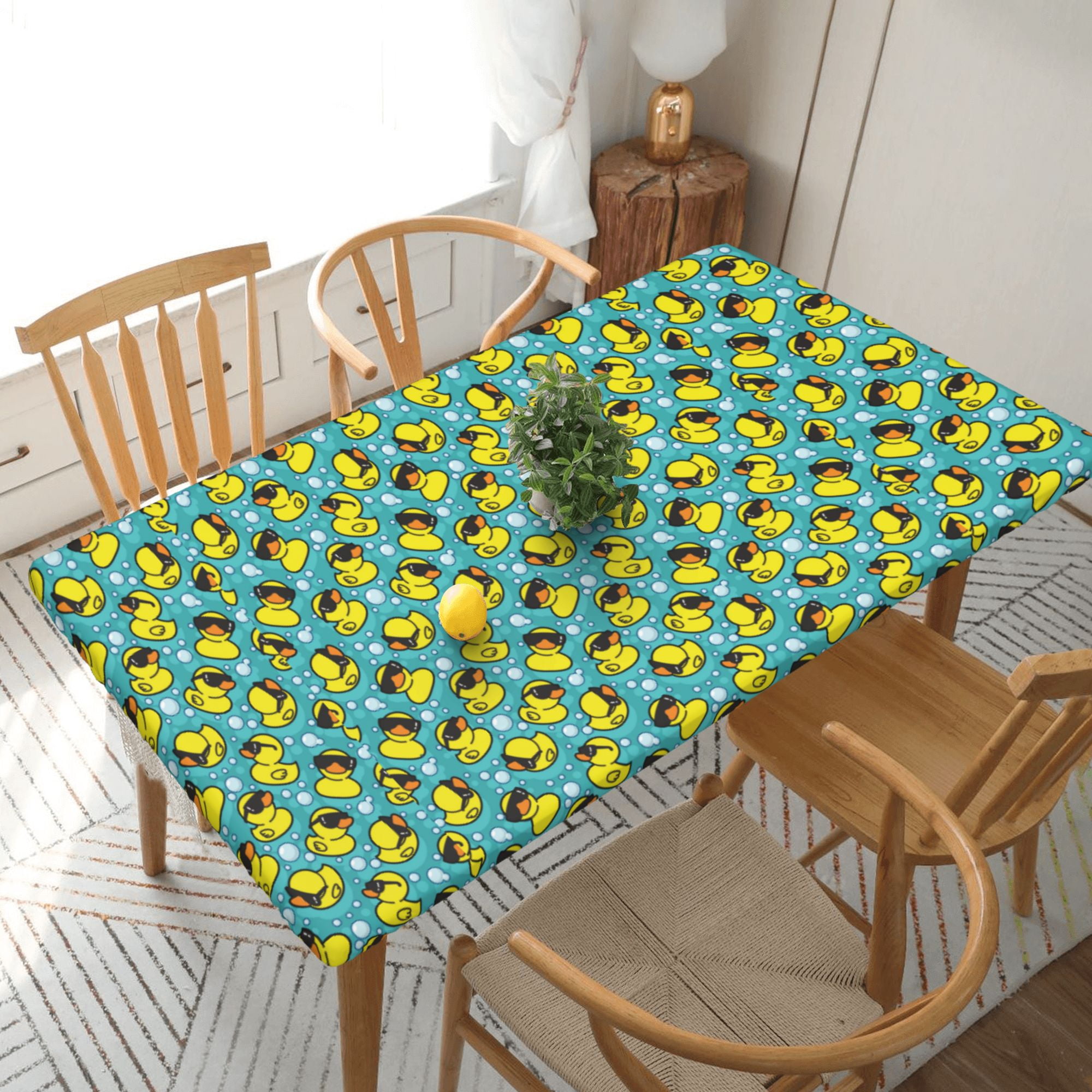 Home Deluxe Tablecloth Yellow Duck Sunglasses Teal Blue Waterproof ...