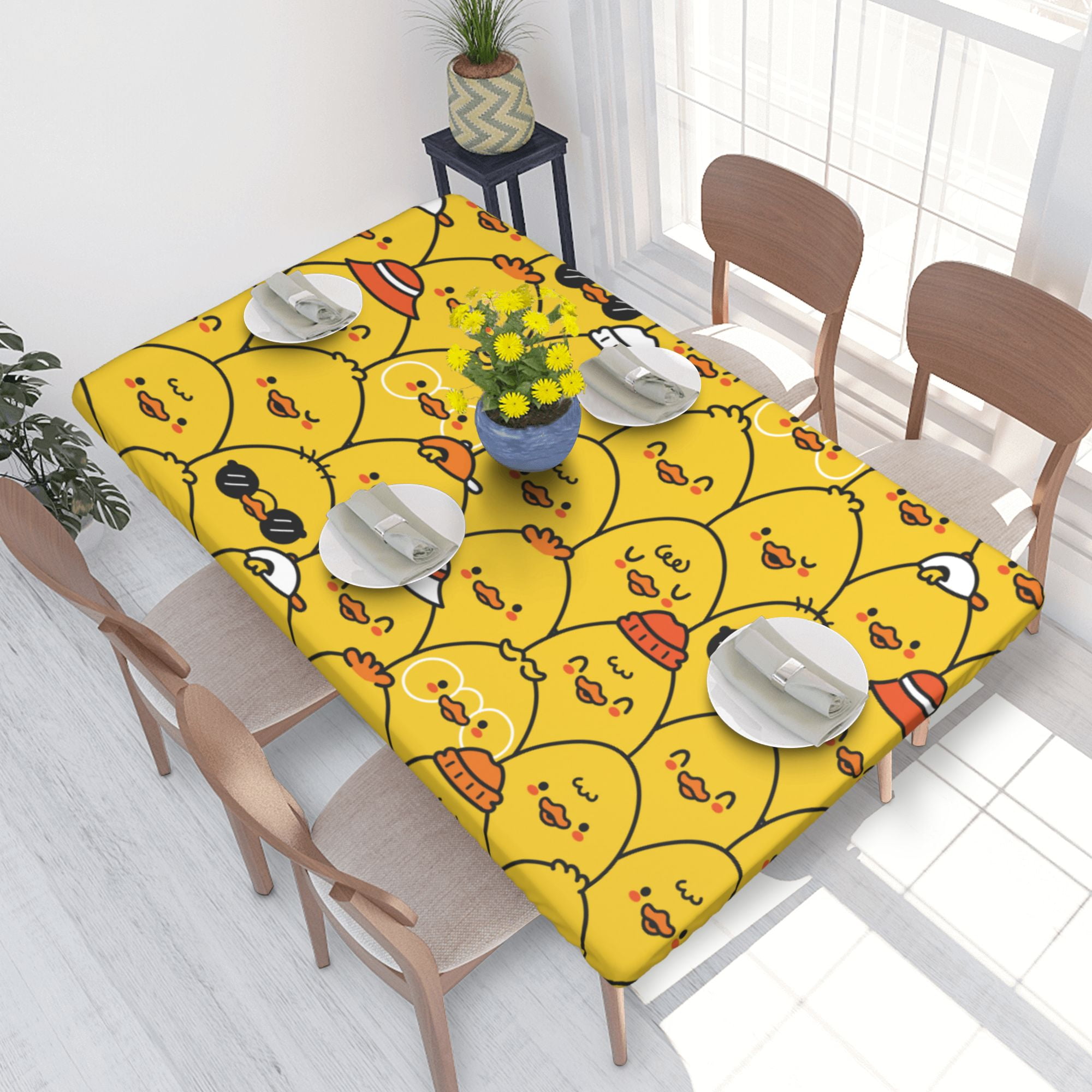 Home Deluxe Tablecloth Yellow Duck Sunglasses Waterproof Elastic Rim ...