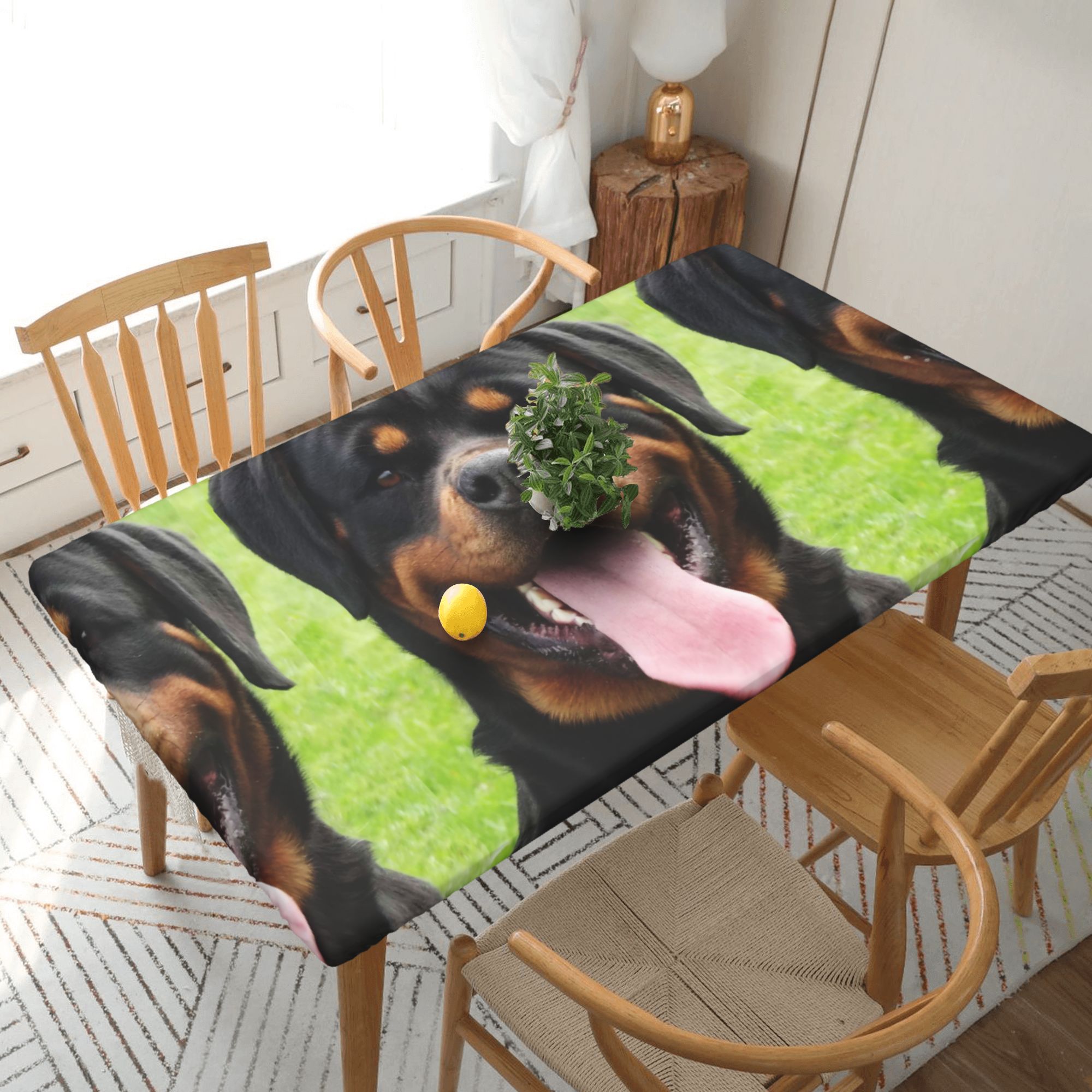 Home Deluxe Tablecloth d Animal Dog Waterproof Elastic Rim Edged Table ...