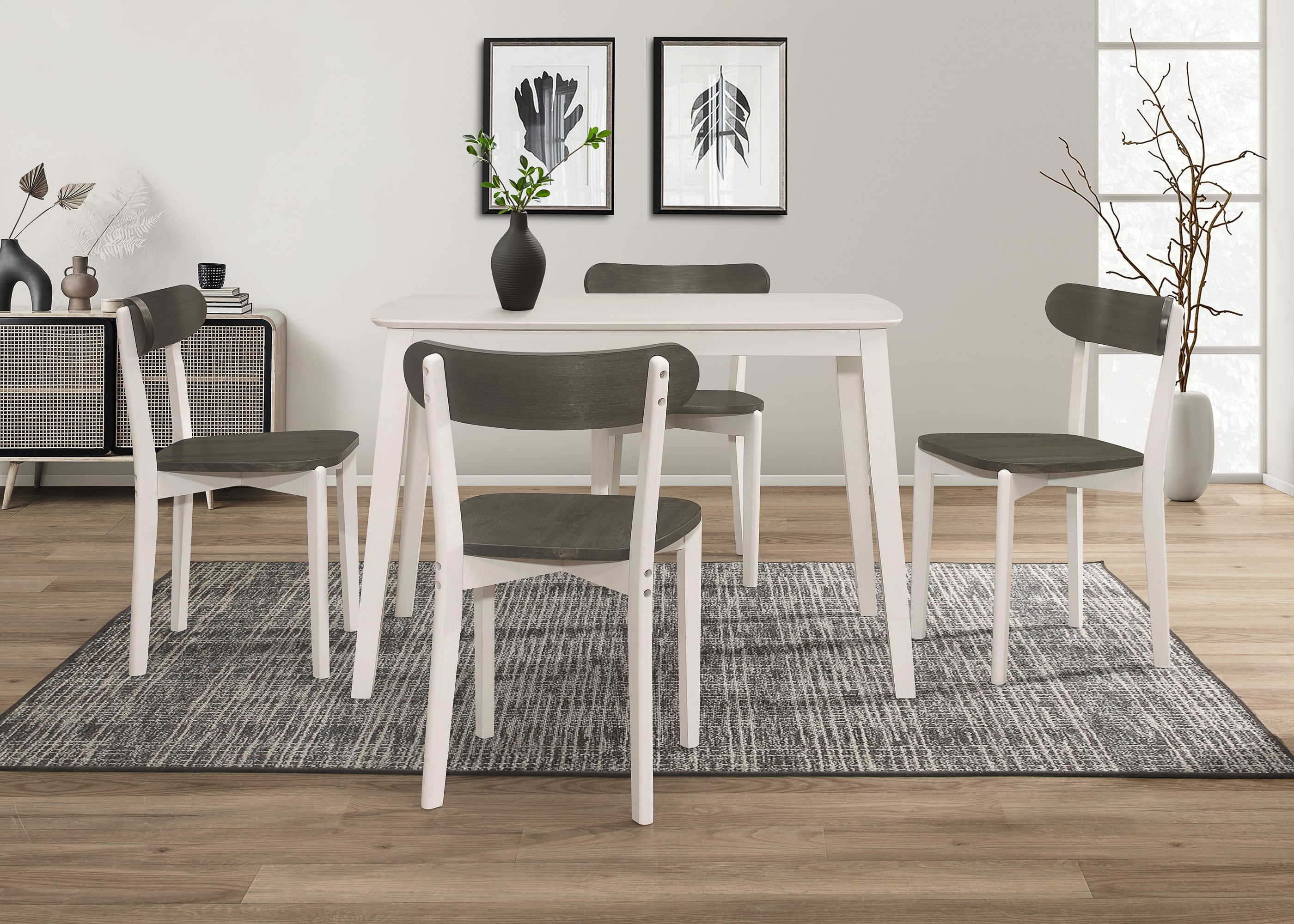 Home Design 5 Piece Kim Dining Set, Greyish White/Taupe - Walmart.com