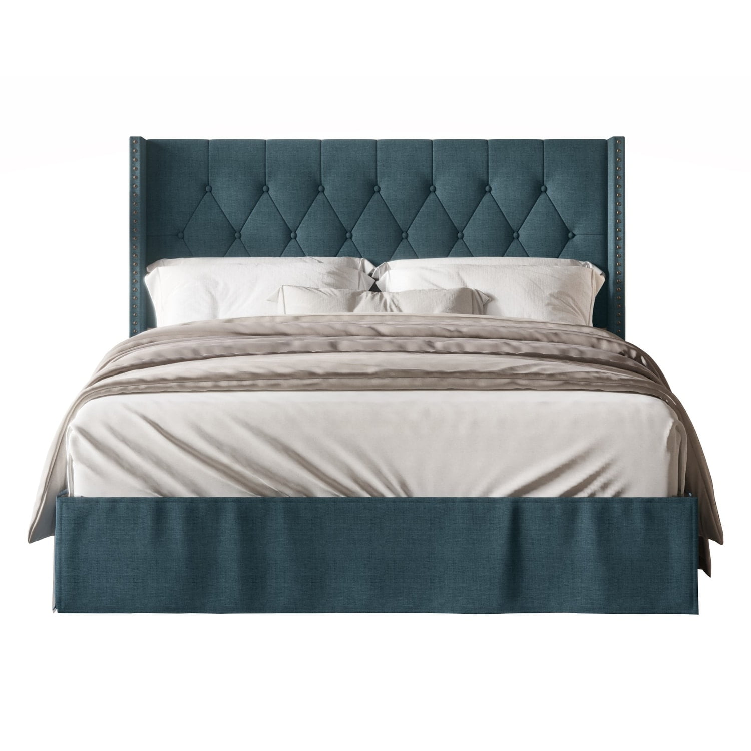 Home Design Billy Tufted Upholstered Platform Bed Denim Blue - Full ...