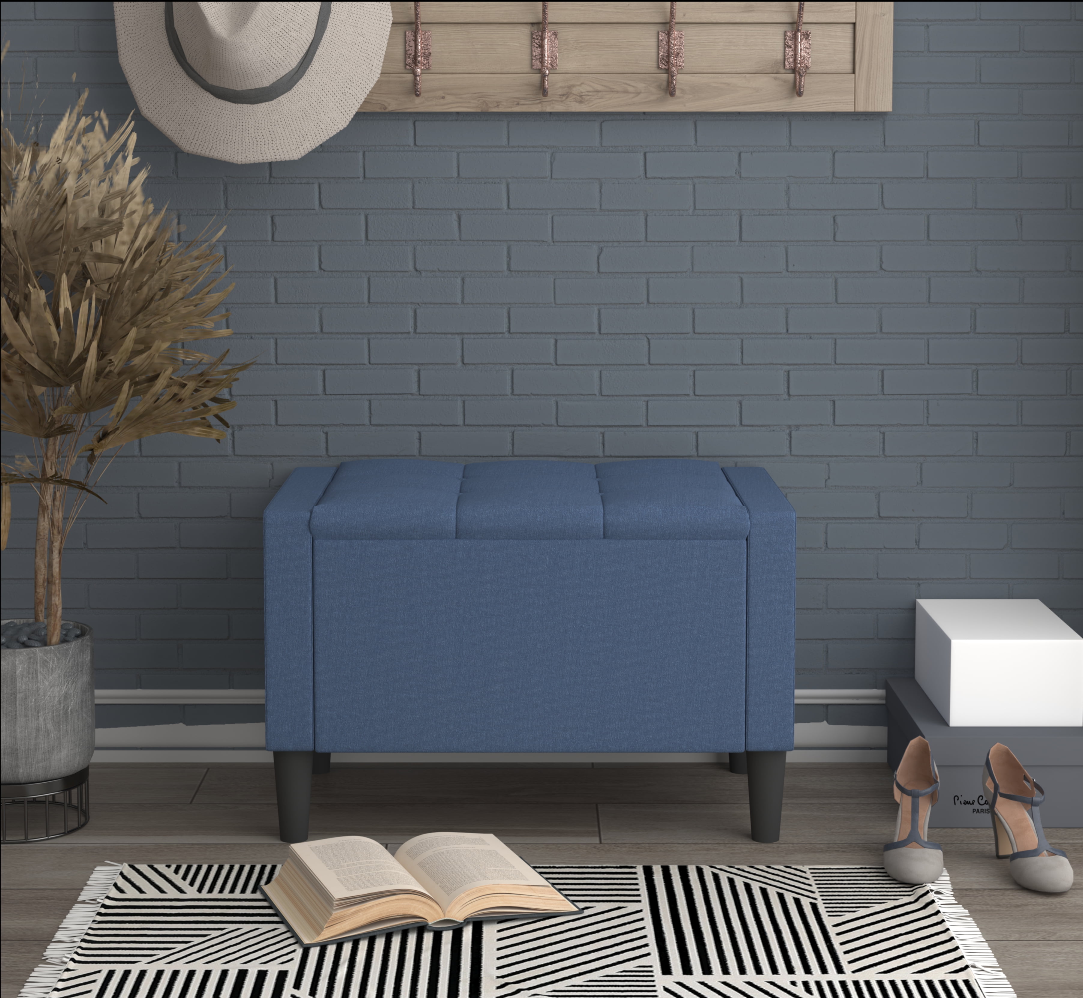 Home Design Braylen Upholstered 29" Flip Top Storage Bench For Adult ...