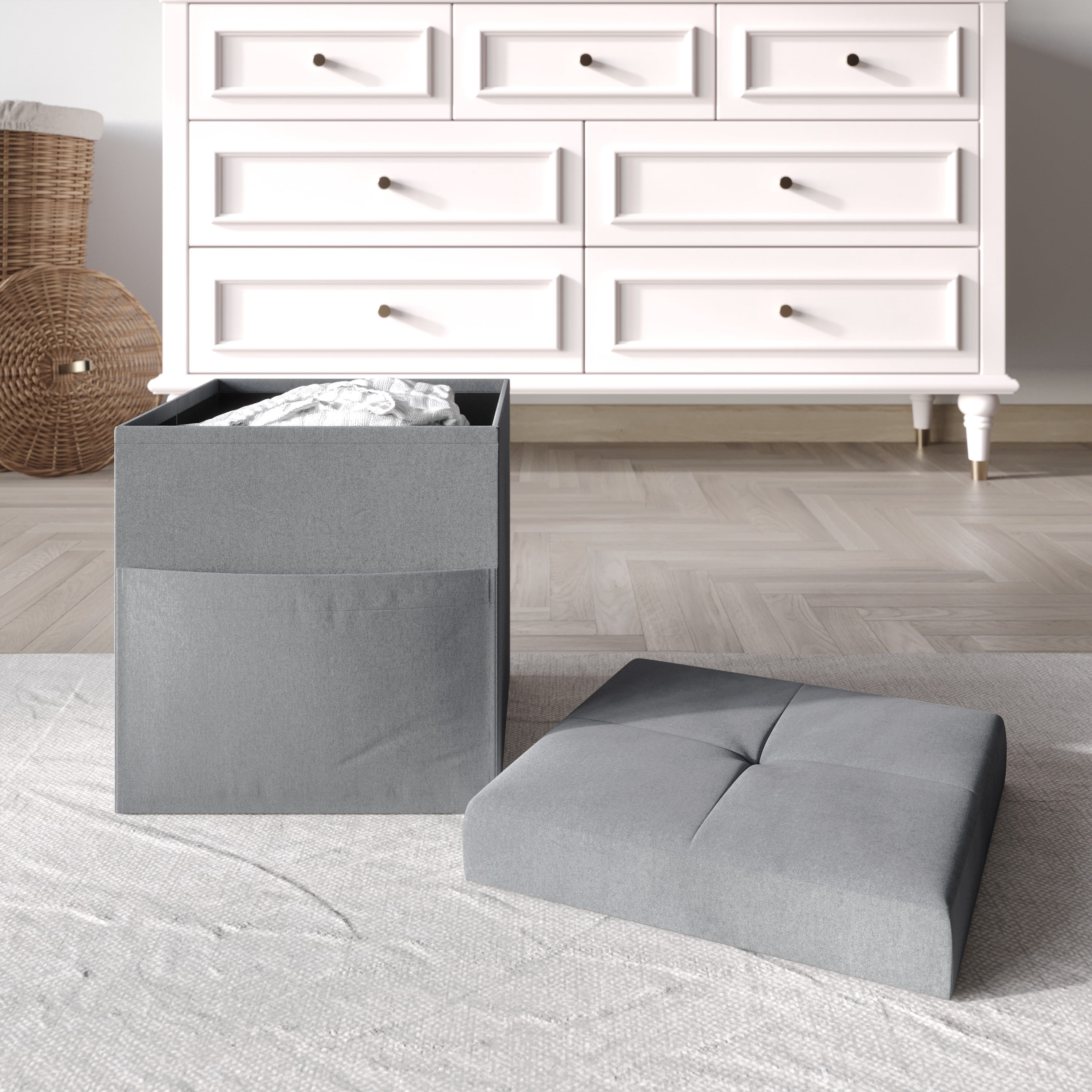 Home Design Chico 12" Tufted Upholstered Folding Storage Bench with ...