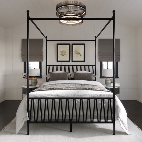 HMD Dallas Queen Metal Canopy Bed - Bed Storage - Walmart.com