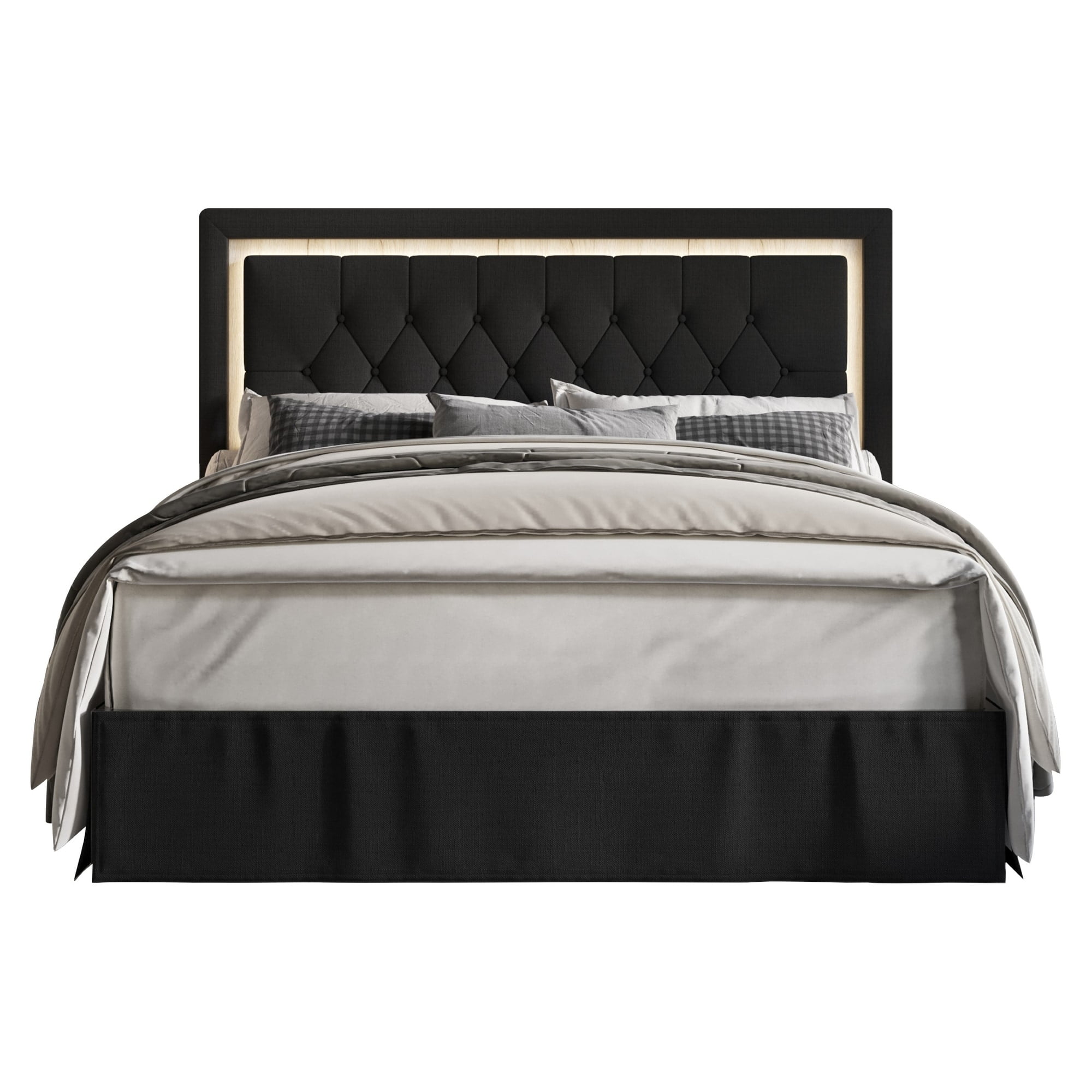 Home Design Gianna Twin Tufted Upholstered Platform Bed Frame with ...