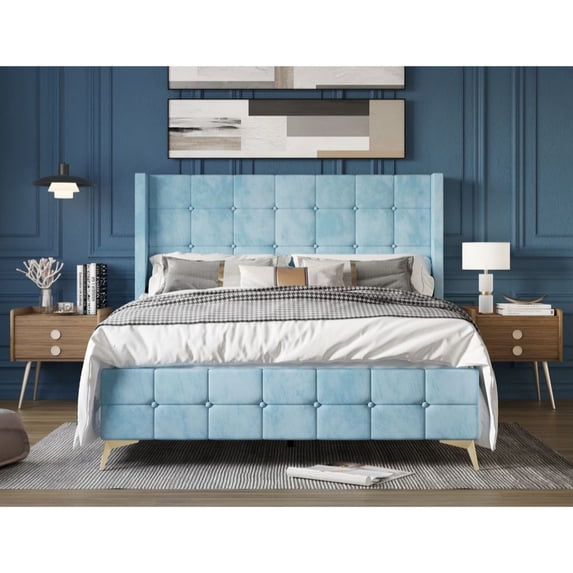 Home Design Gisella Full Upholstered Panel Bed Frame with Headboard ...