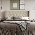 Home Design Grinnell King Tufted Upholstered Headboard with Wingback ...