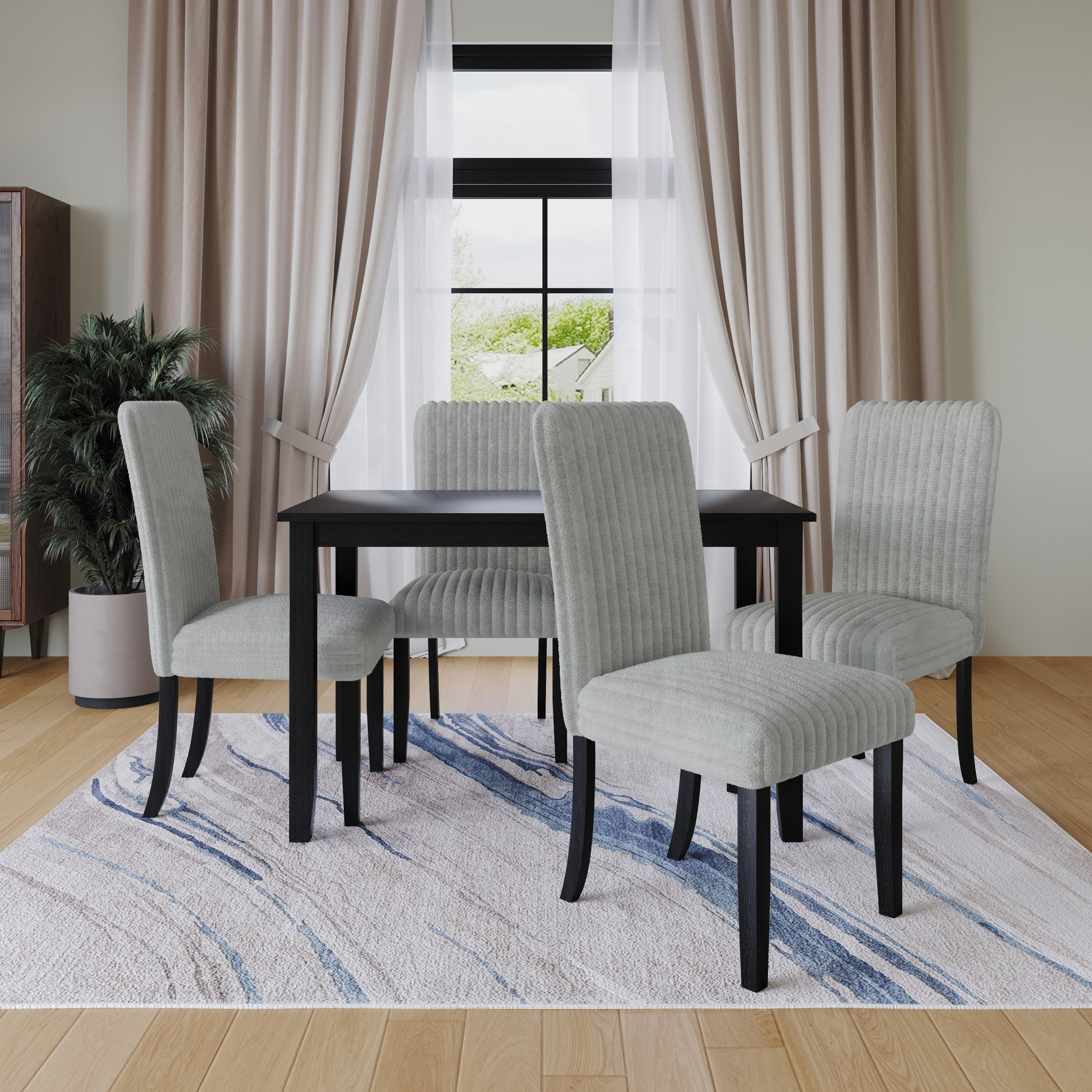 Home Design Guymon Dining Chair (Set of 2), Black/Light Gray, Cushioned ...