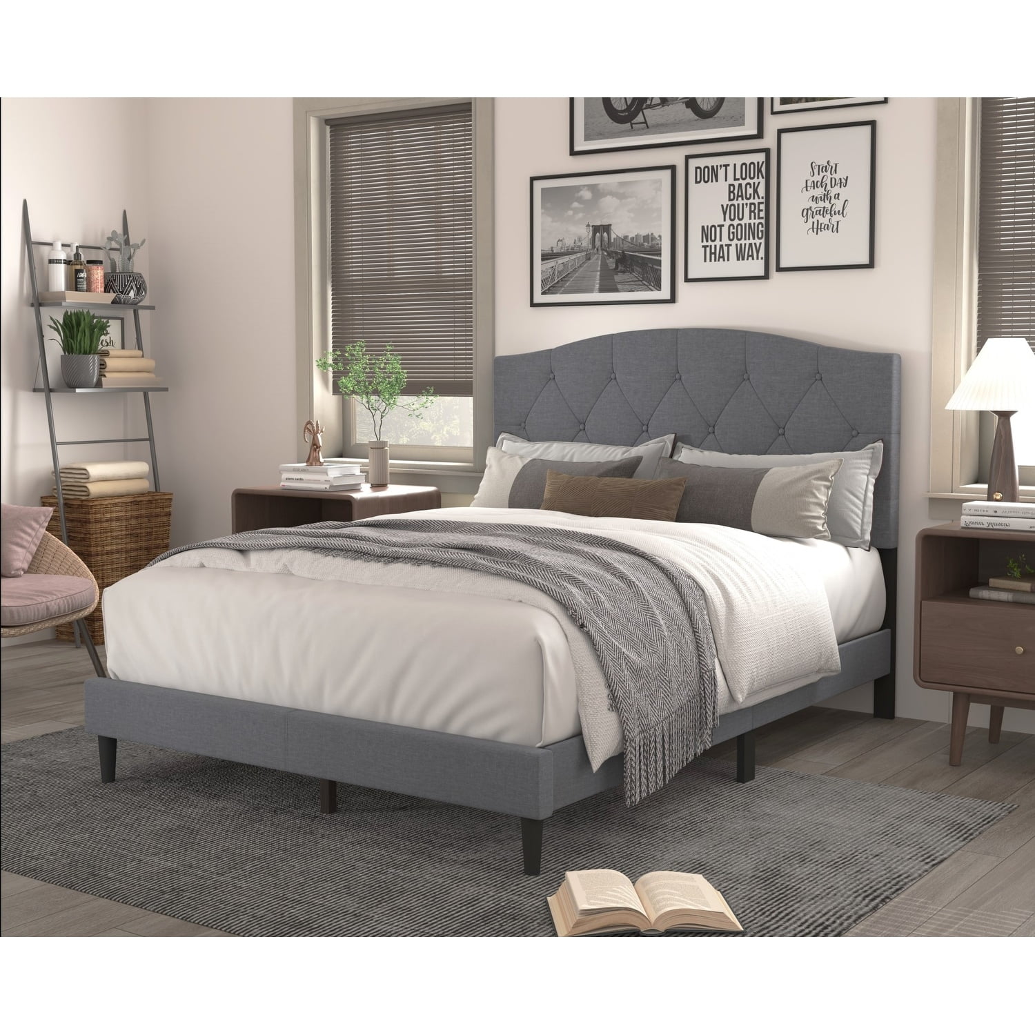Malachi Modern Aesthetic Tufted Upholstered Platform Bed, Grey - Twin ...