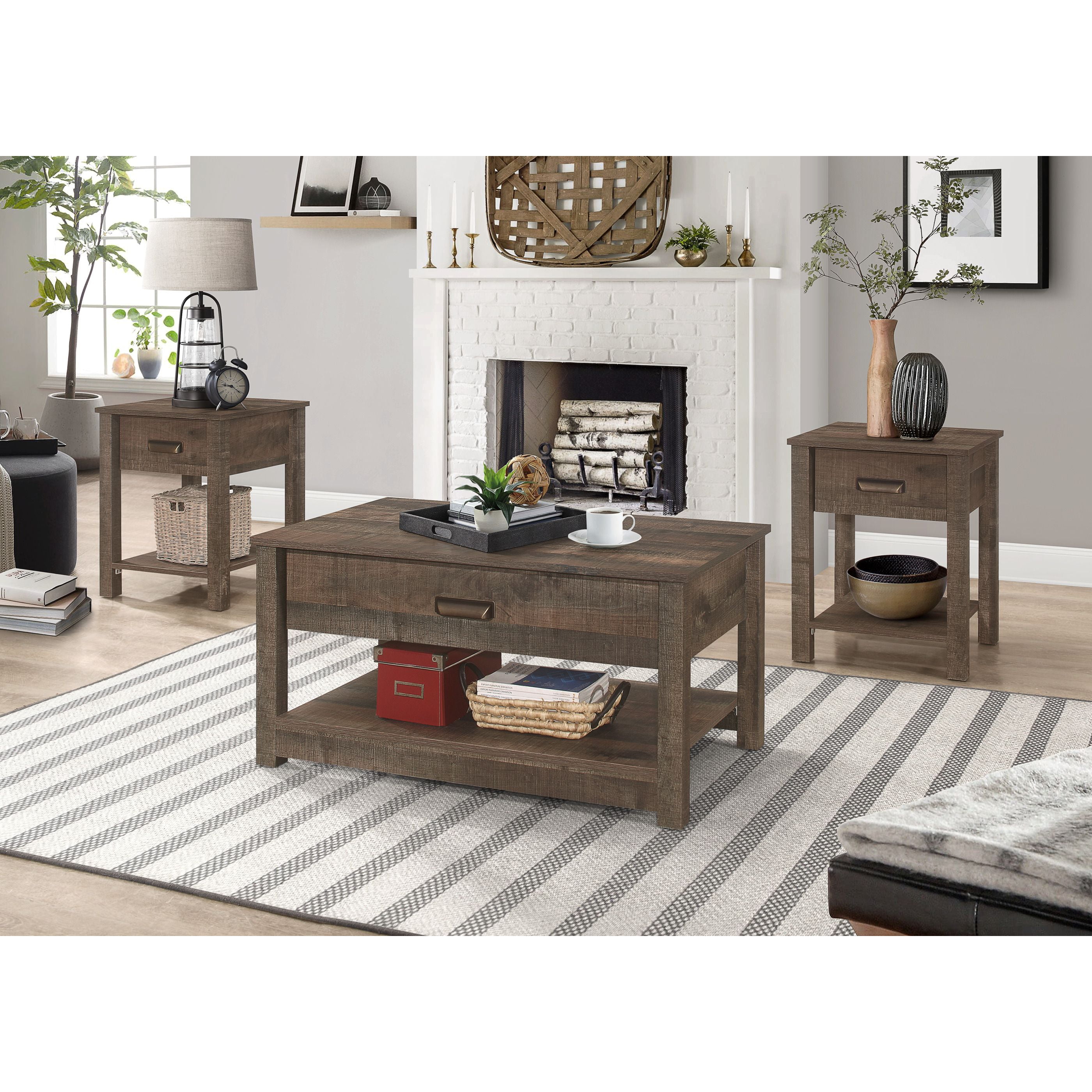 Home Design Mark 3-Piece Coffee Table Set with Storage for Living Room ...