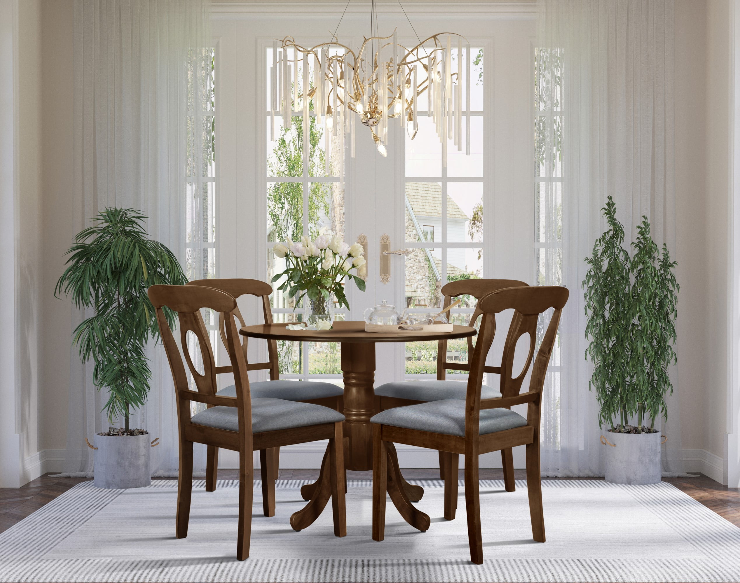 Home Design Olivia 5-Piece Dining Set, Round Table with 4 Cushioned ...